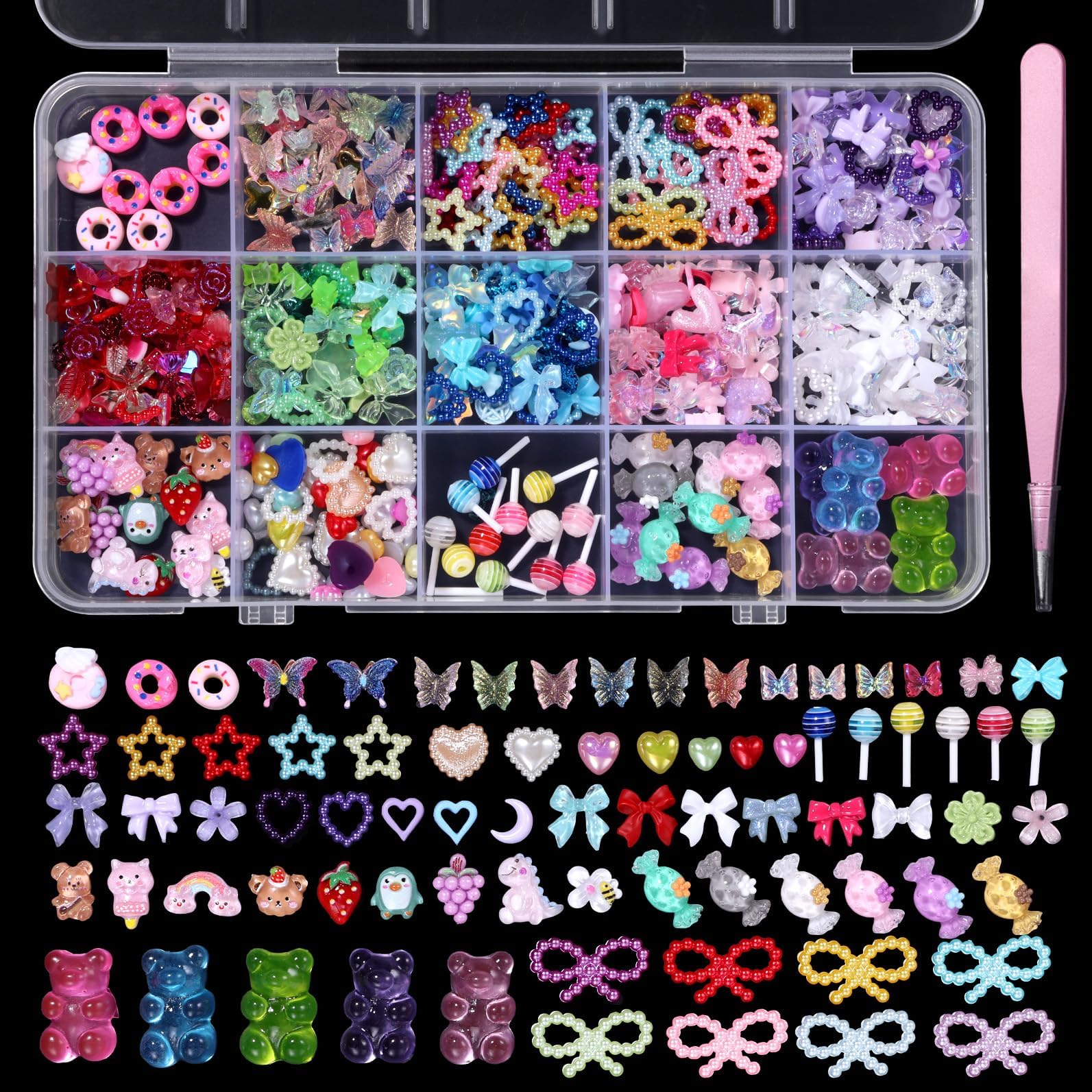 Amazon.com: Colorful Assorted Nail Charms for Acrylic Nails, Flower ...
