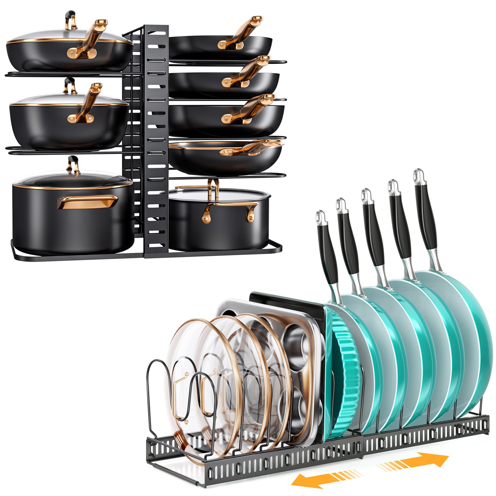 Amazon.com: MUDEELA 8-Tier Adjustable Pot Organizer Racks with 3 DIY ...
