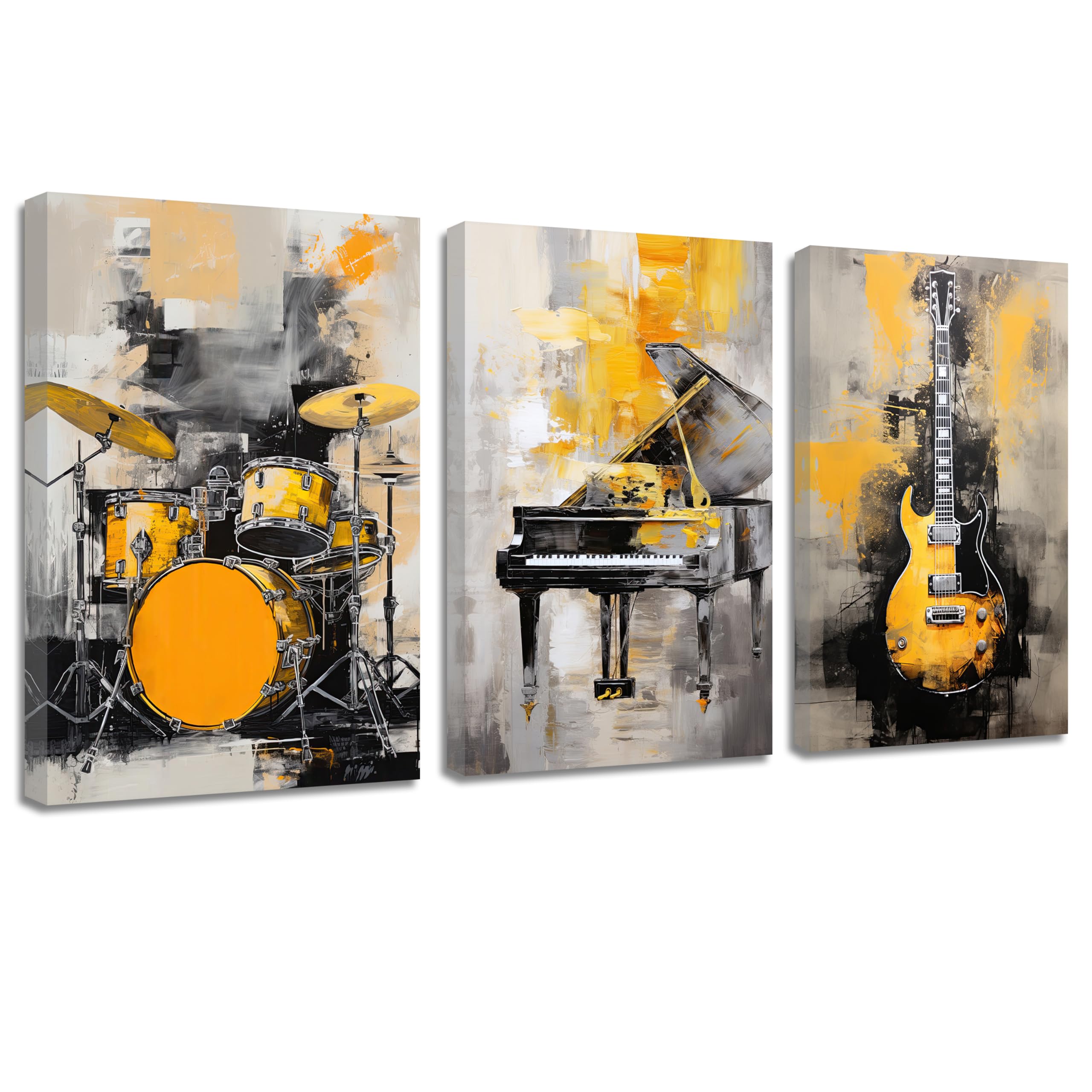 Amazon.com: QIXIANG Music Canvas Wall Art for Music Lover Gift 3 PCS ...