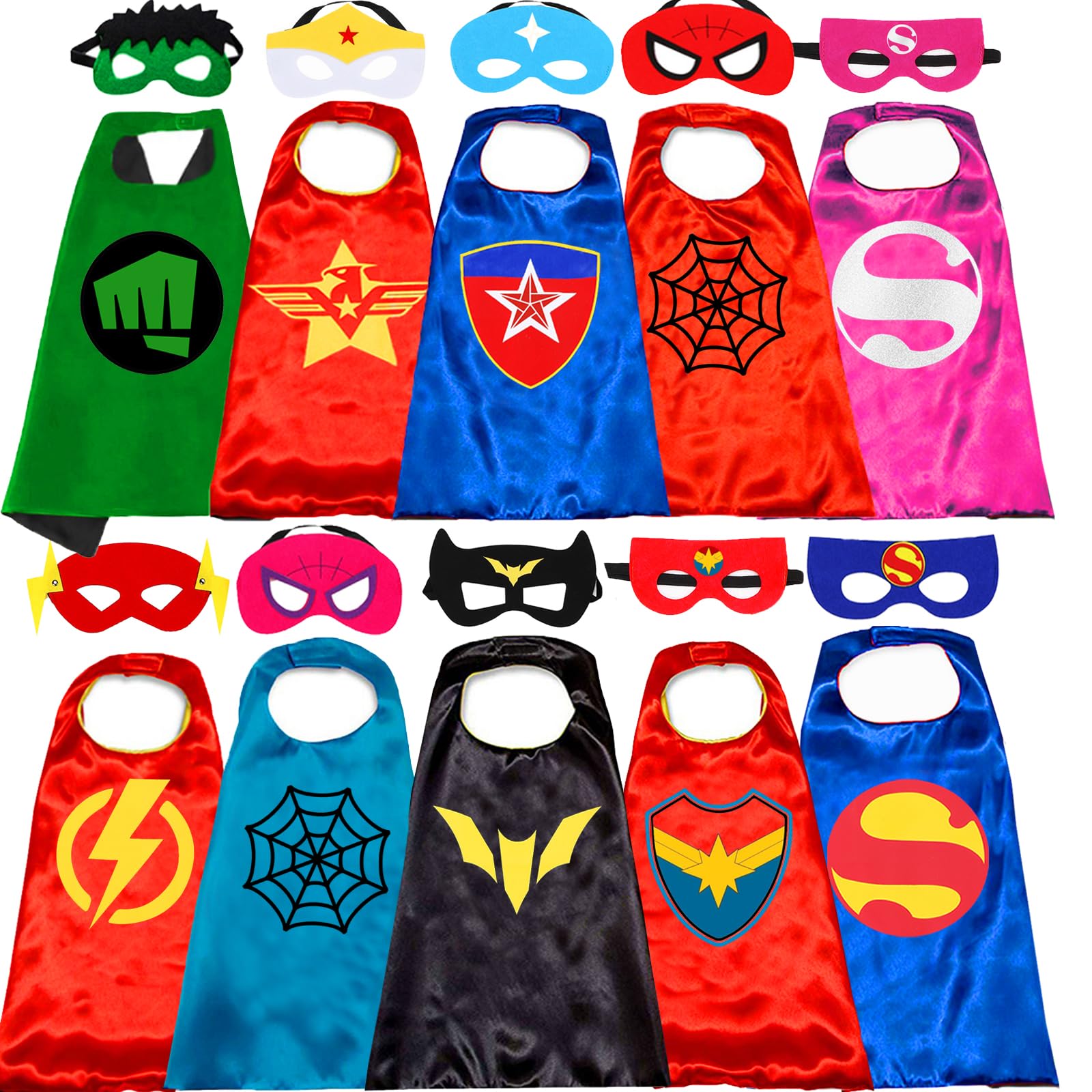 Snapklik.com : Superhero Capes And Mask For Kids Double-edged Superhero Costumes For Boys ...
