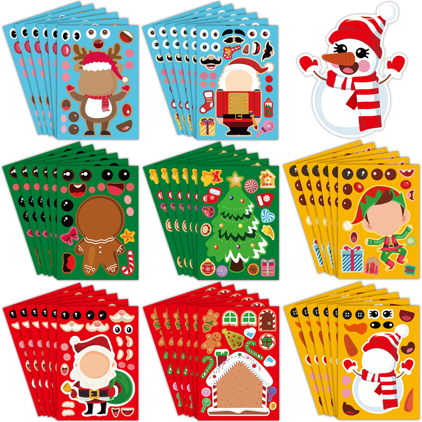 Snapklik.com : Christmas Stickers 48 Sheets, Christmas Face Stickers ...