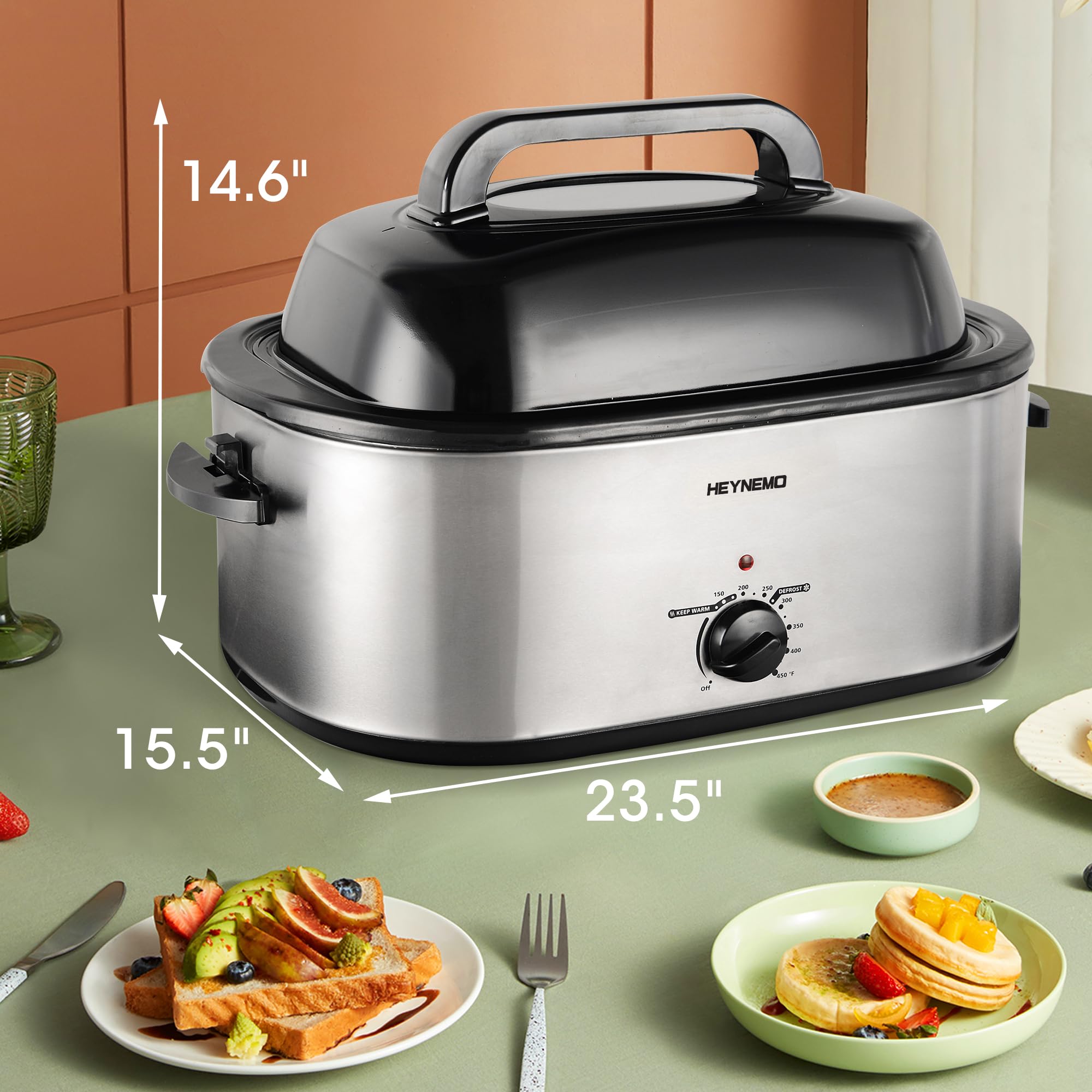 26QT Turkey Roaster Oven with Unique Visible Lid, 28lb Electric Roaster ...