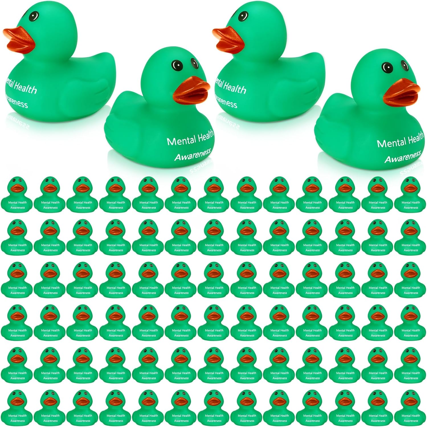 Amazon.com: Gemscream 50 Pcs Mental Health Awareness Rubber Ducks Green ...