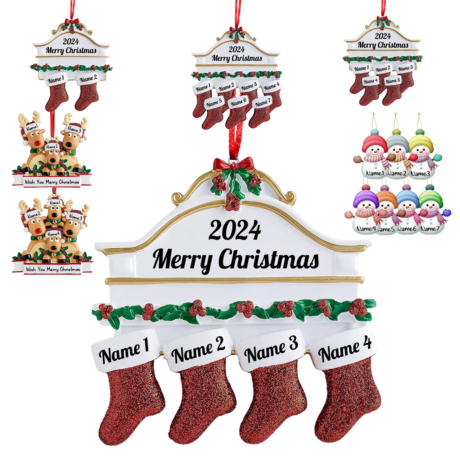 Amazon.com: Personalized Christmas Ornaments Family of 2,3,4,5,6,7,8 ...