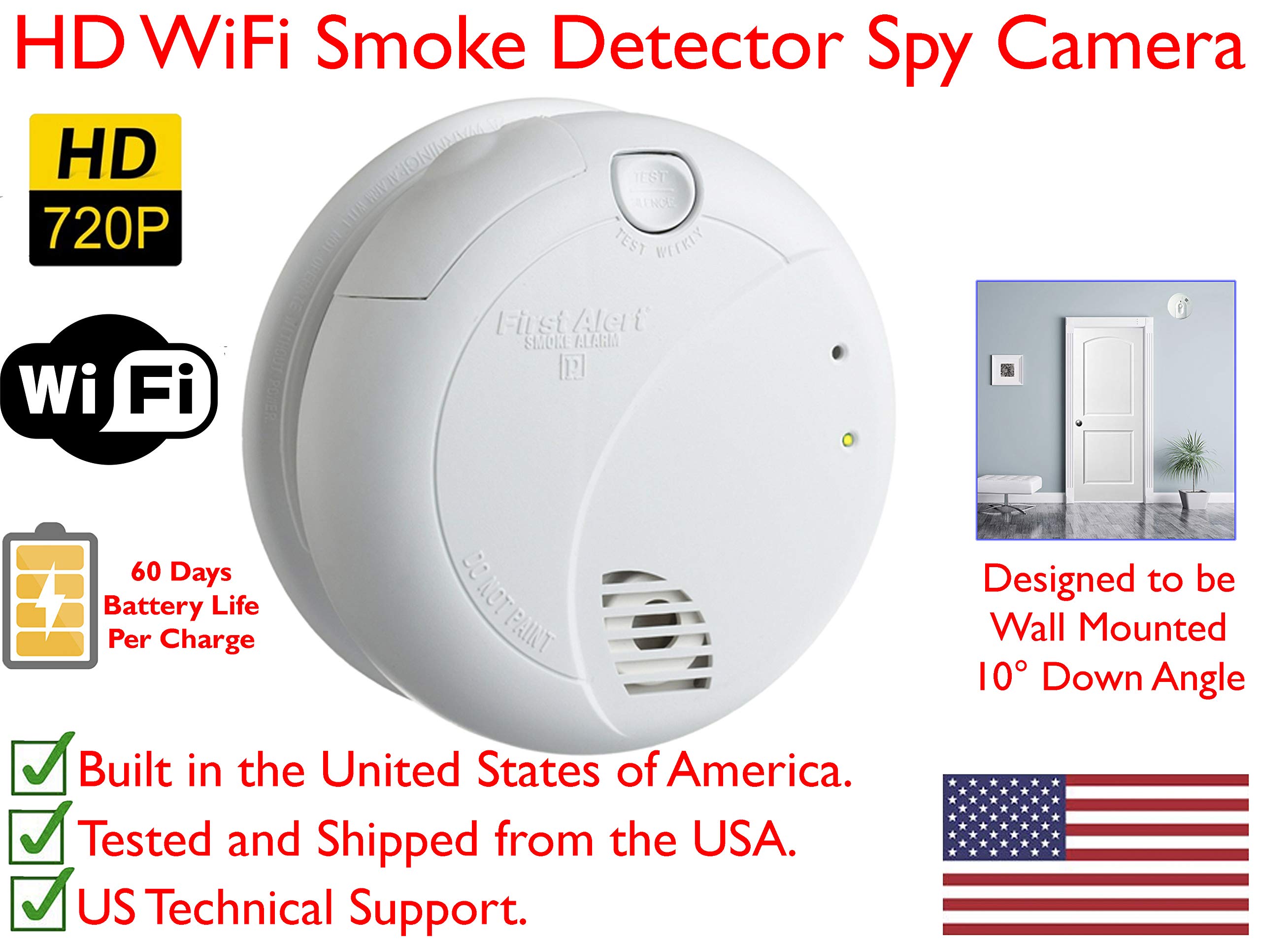 Buy Zeus CCTV 720P HD 60 Day Battery Powered WiFi Wall FA Smoke ...