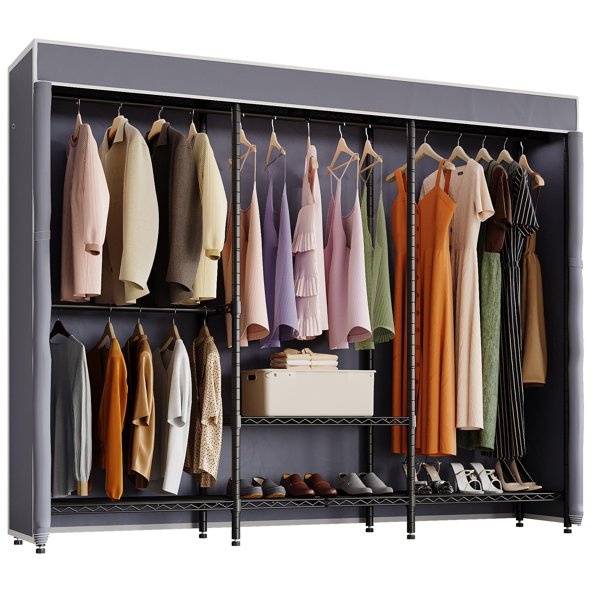 Amazon.com: Higeego H8 Heavy Duty Clothes Rack with Cover, Covered ...