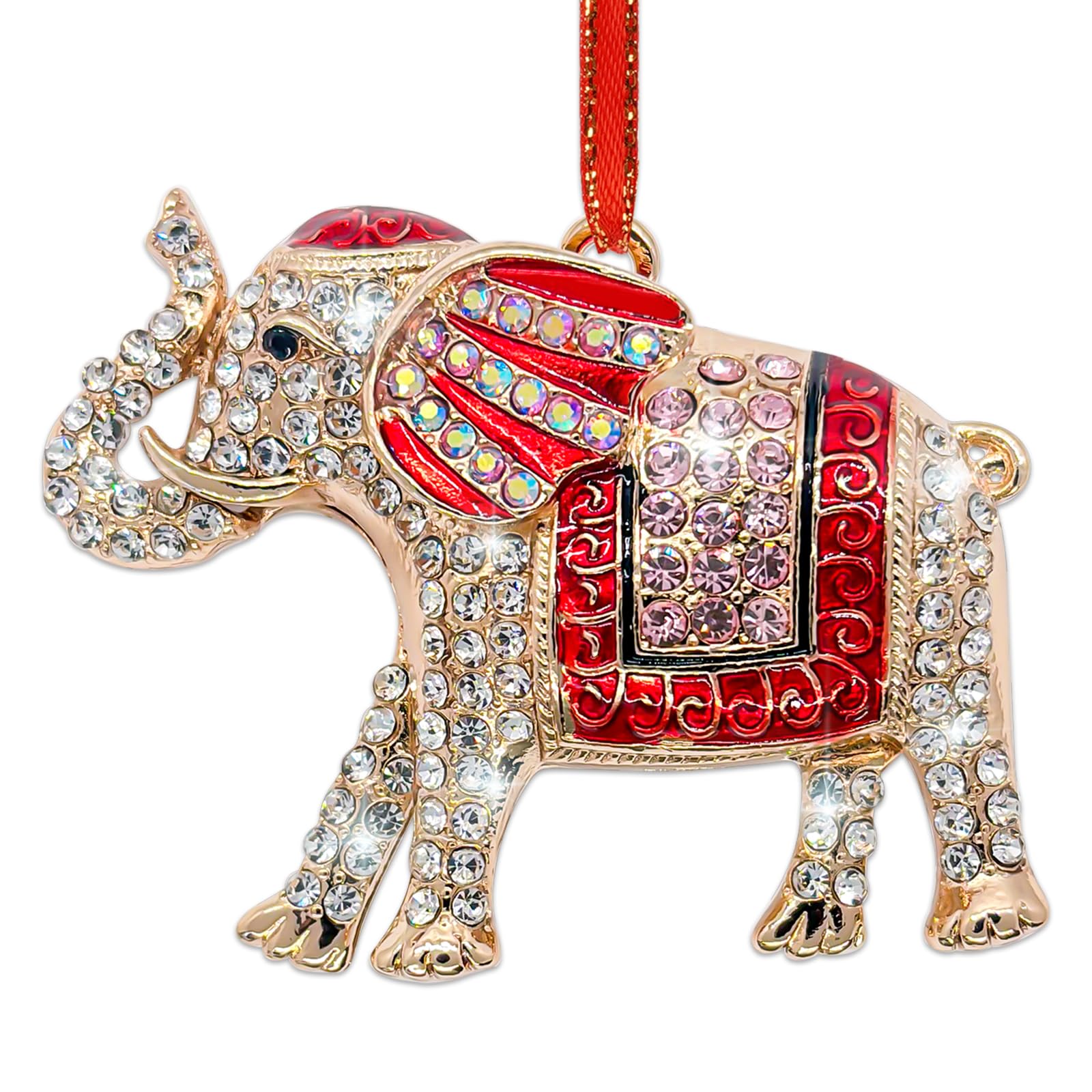 Amazon.com: JUESMOS Elephant Ornaments for Christmas Tree Metal Red ...