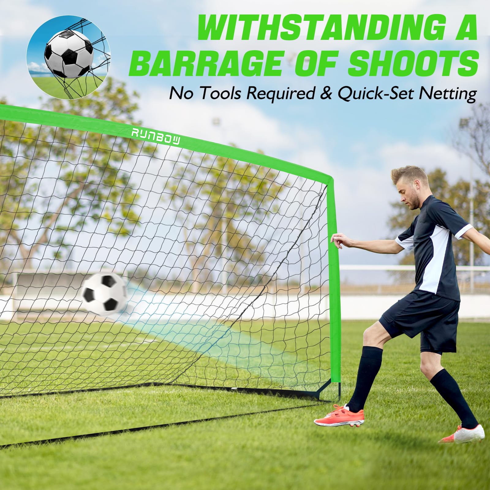 Snapklik.com : RUNBOW 11x55 Ft Portable Kids Soccer Goal For Backyard ...