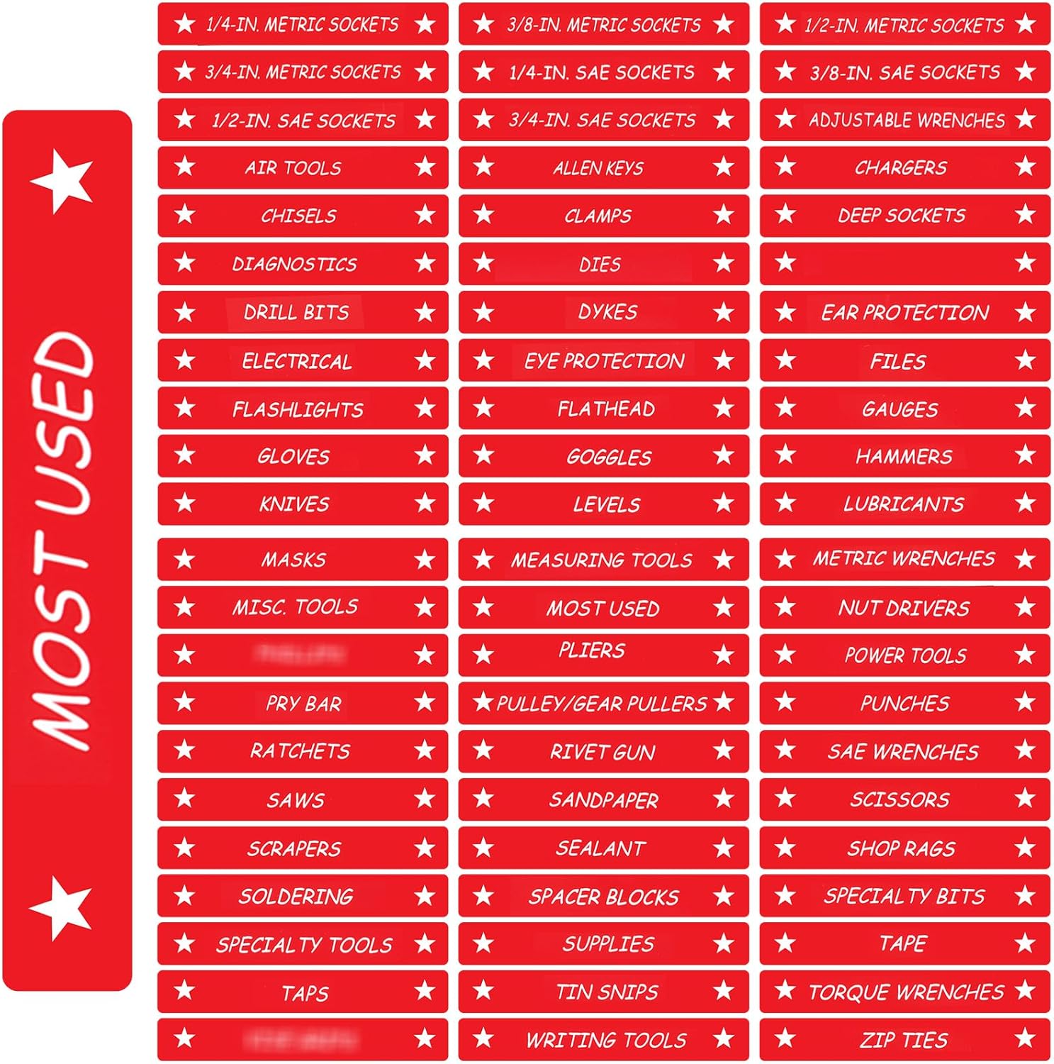 Amazon.com : Tenare Toolbox Organization Magnetic Labels - 66 Pcs Steel ...