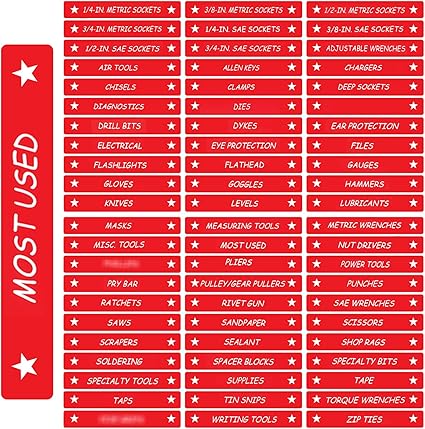 Amazon.com : Tenare Toolbox Organization Magnetic Labels - 66 Pcs Steel ...