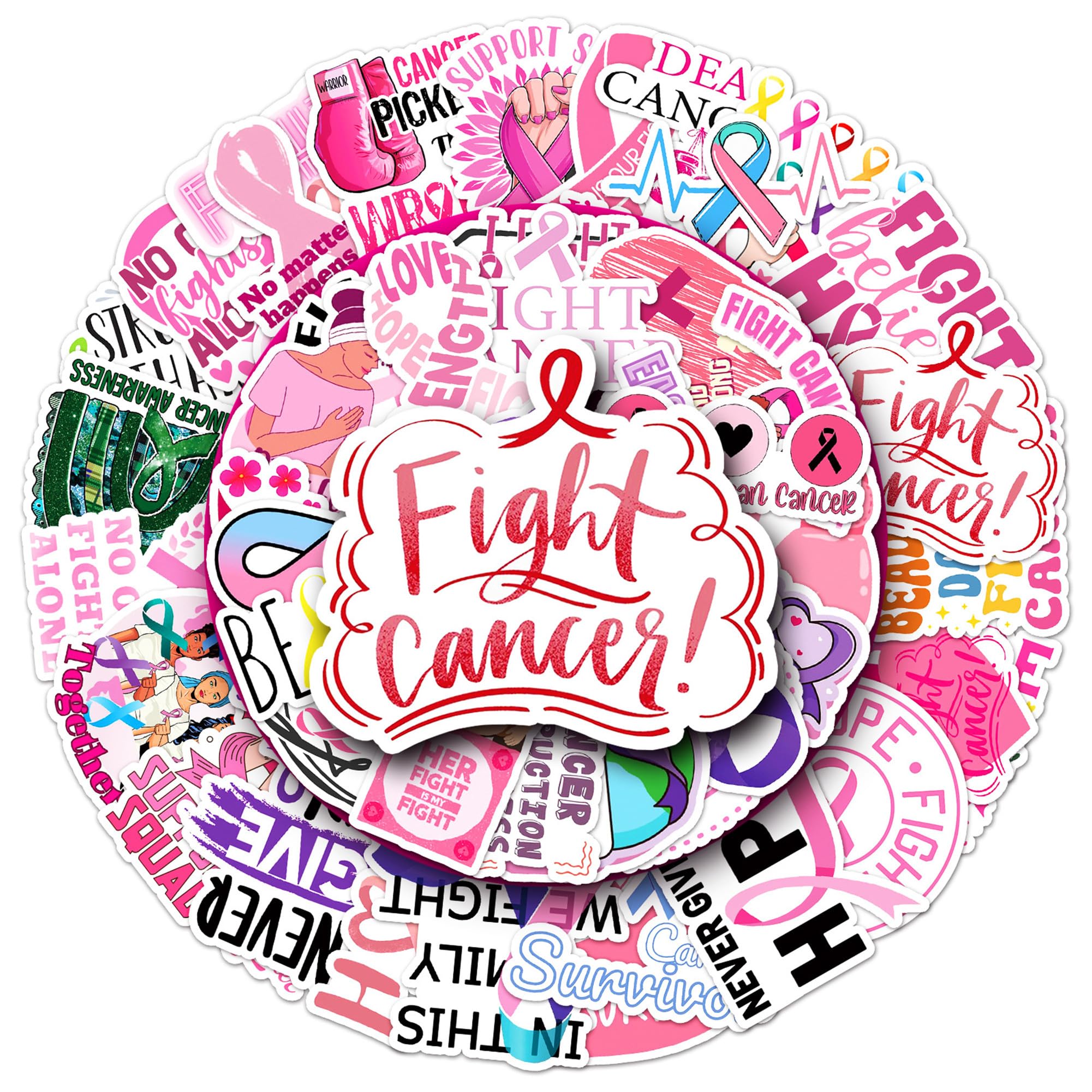 Amazon.com: 50Pcs Breast Cancer Awareness Stickers,Fight Breast Cancer ...