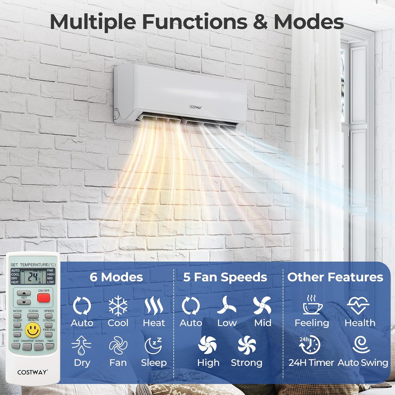 COSTWAY 30k Tri 3 Zone Mini Split Air Conditioner, Philippines | Ubuy