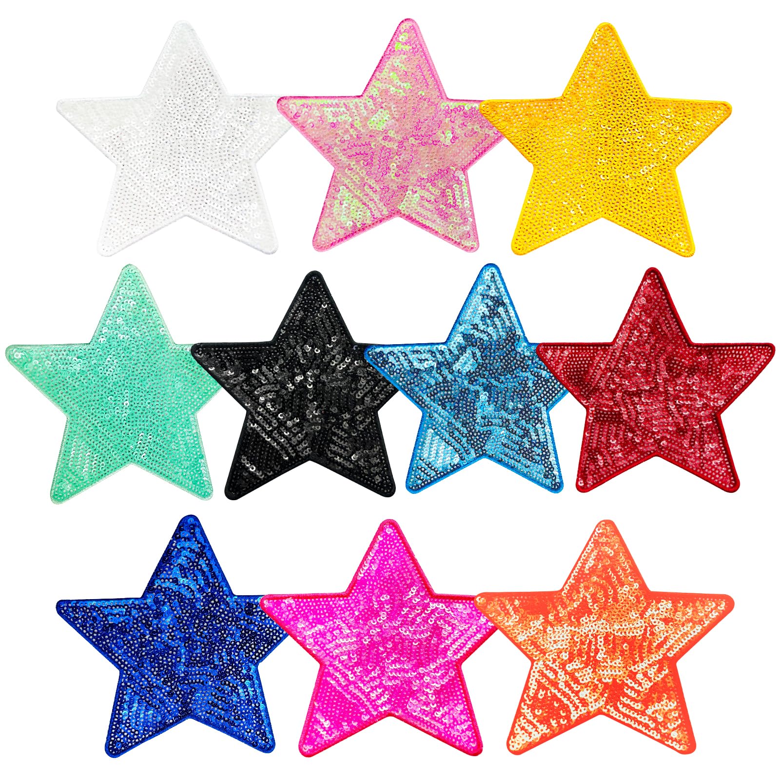Amazon.com: 10Pcs Sequin Star Iron on Patches Shiny Stars Patches ...