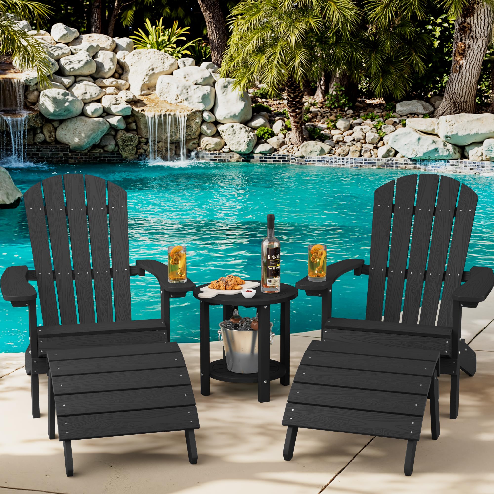 Snapklik.com : YEFU 5-Piece Adirondack Chair And Folding Ottoman And ...
