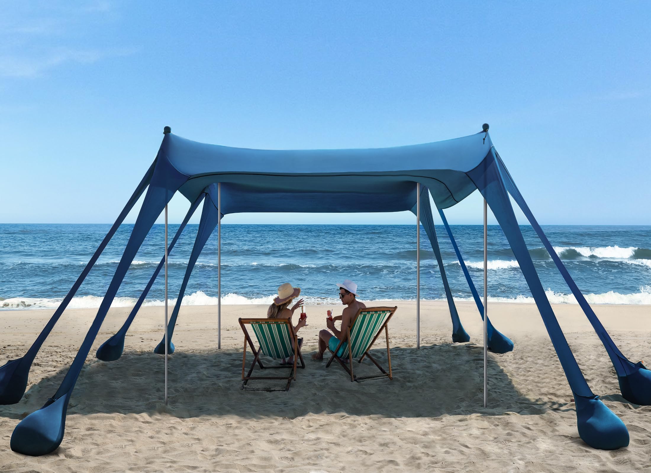Amazon.com: BESTSET 10×10ft UPF50+ Beach Tent Sun Shelter, Windproof ...