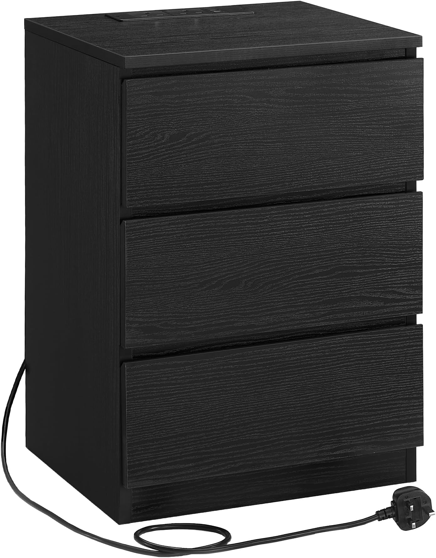 Bedside Table with Charging Station, Nightstand with 2 Outlets and 2 ...