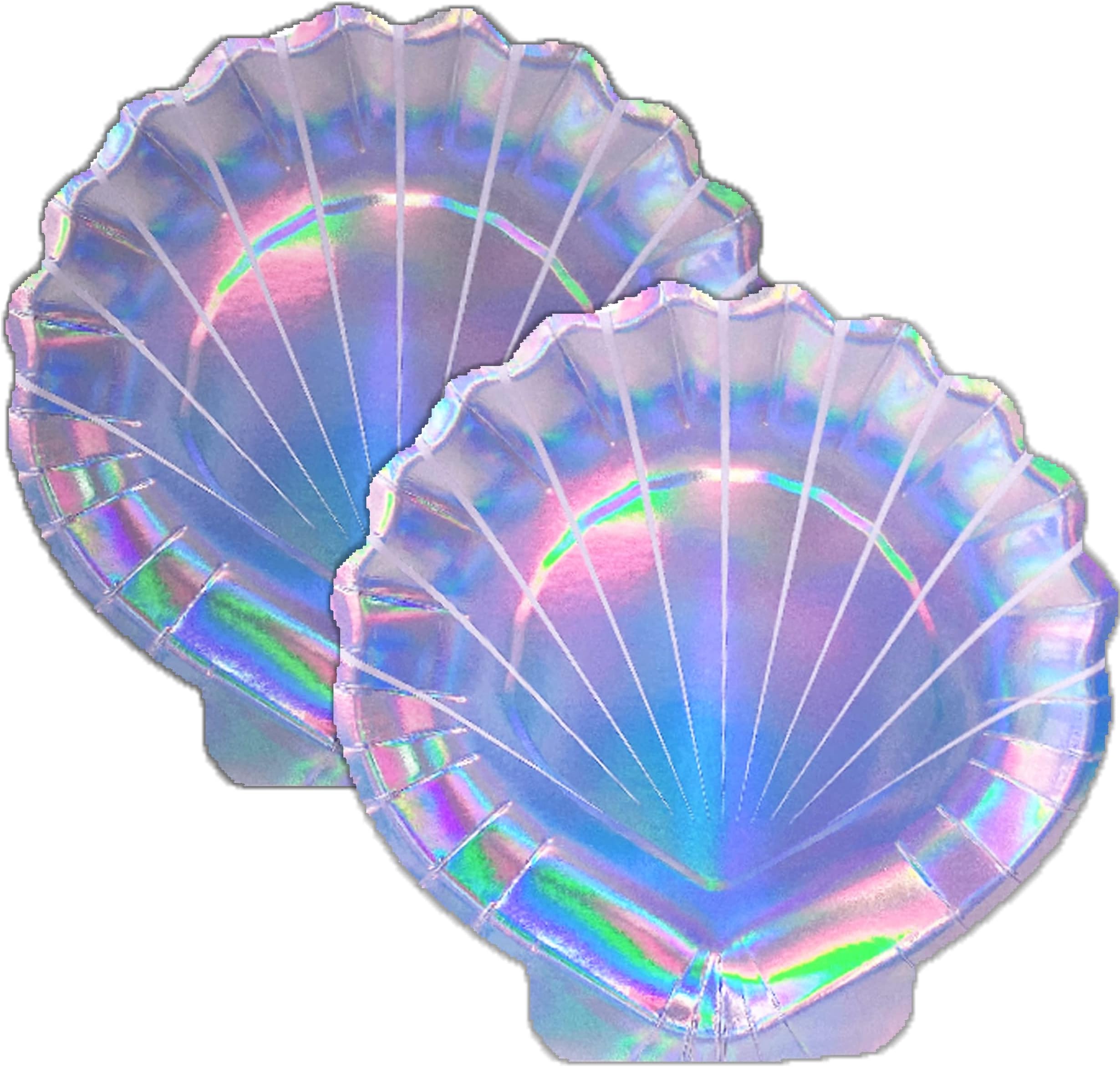 Amazon.com: Sparkle and Bash 48 Pack Holographic Seashell Paper Plates ...