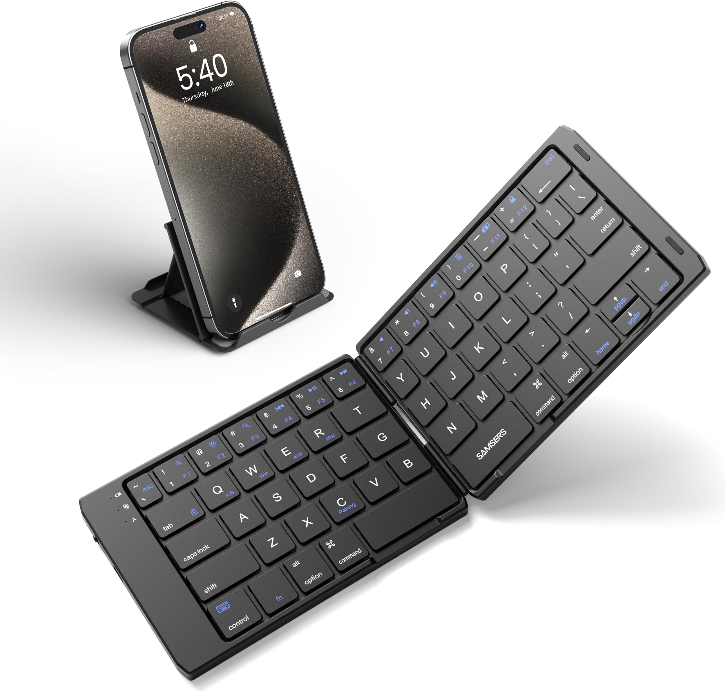 Amazon.com: ZZR SEVEN Foldable Bluetooth Keyboard, Portable Keyboard ...