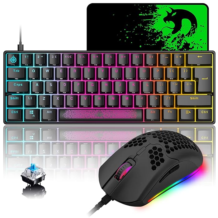 Buy Mechanical Mini RGB Gaming Keyboard and Mouse Combo with Compact ...