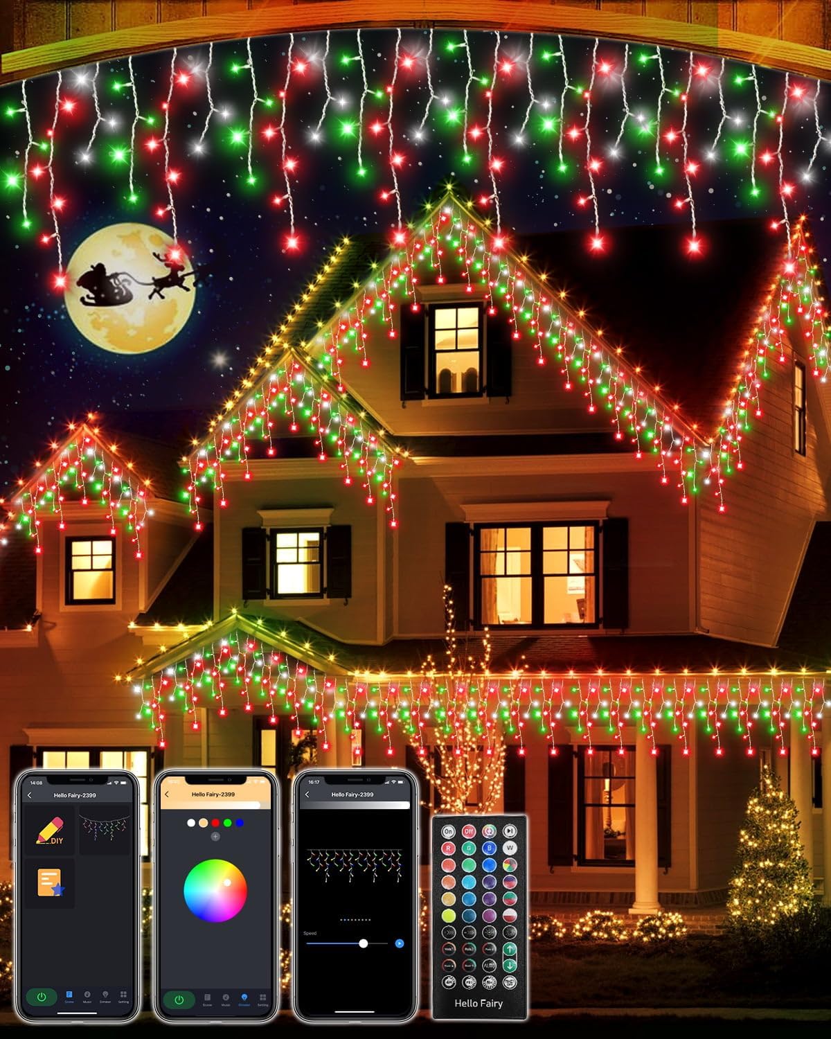 Smart Icicle Christmas Lights Color Changing, 99ft Custom Display 897 ...