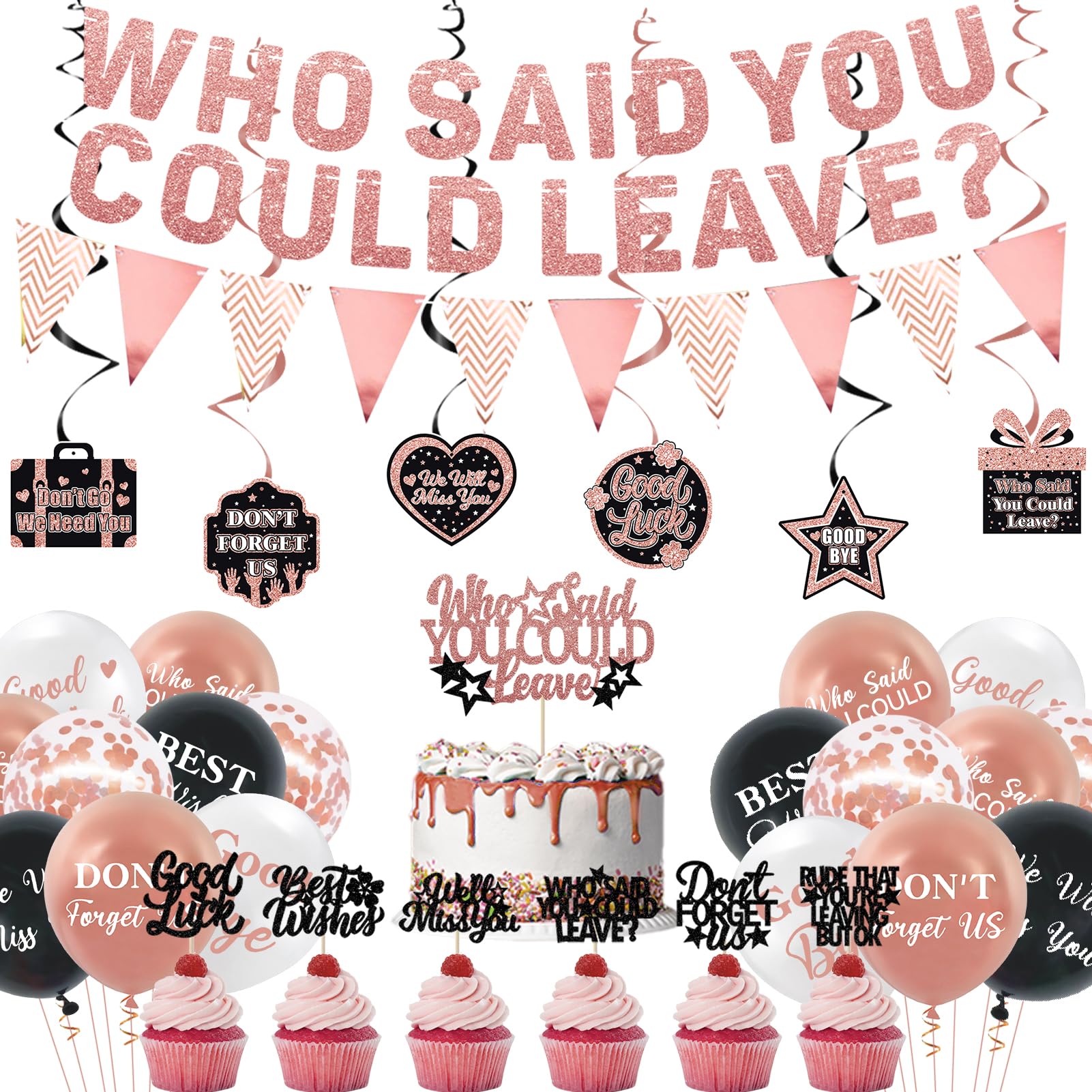 Amazon.com: Roetyce Farewell Party Decorations, Rose Gold Who Said You ...