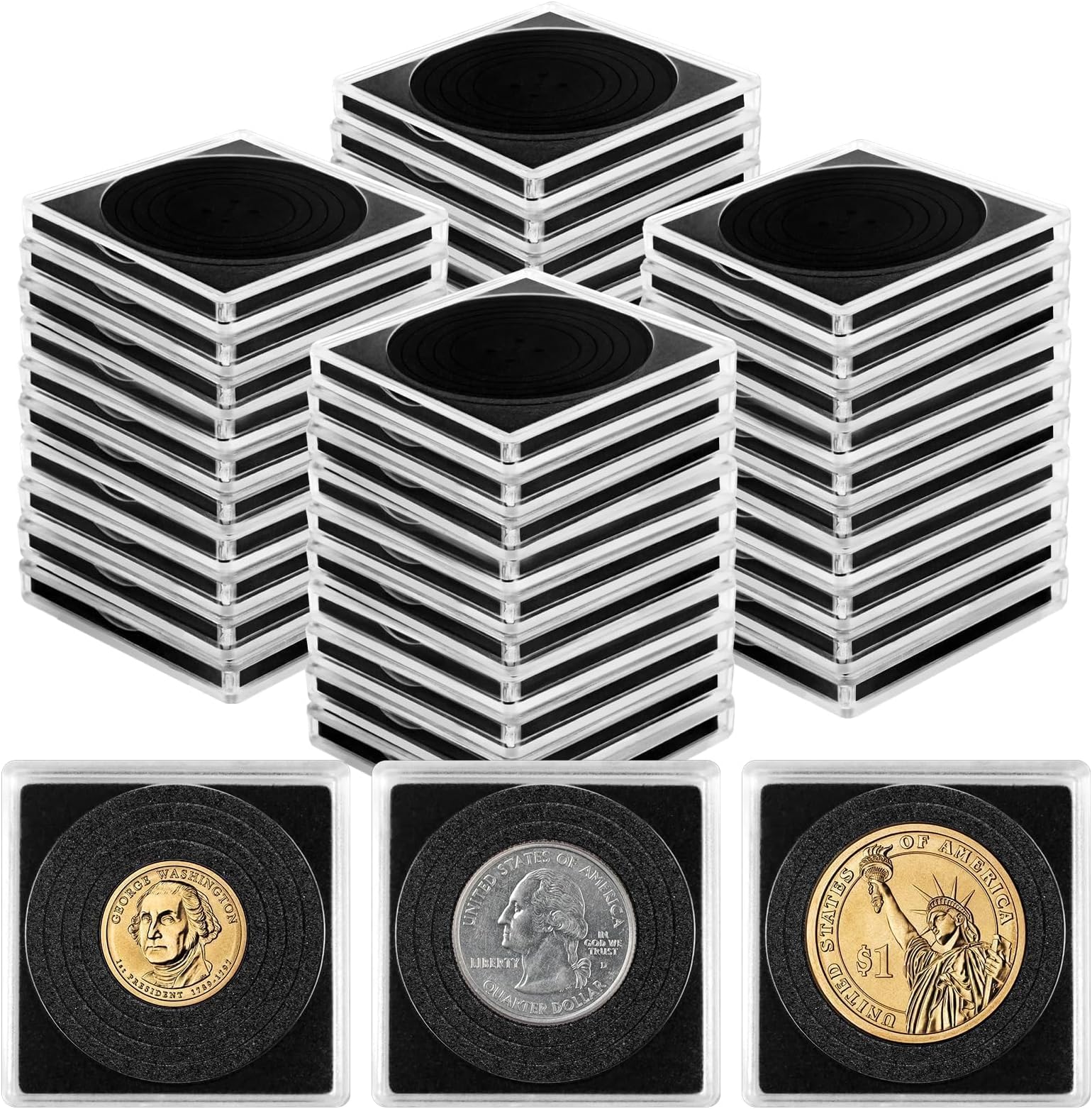 Amazon.com : Fansunta 120 Pcs Adjustable Acrylic Coin Collection Cases ...