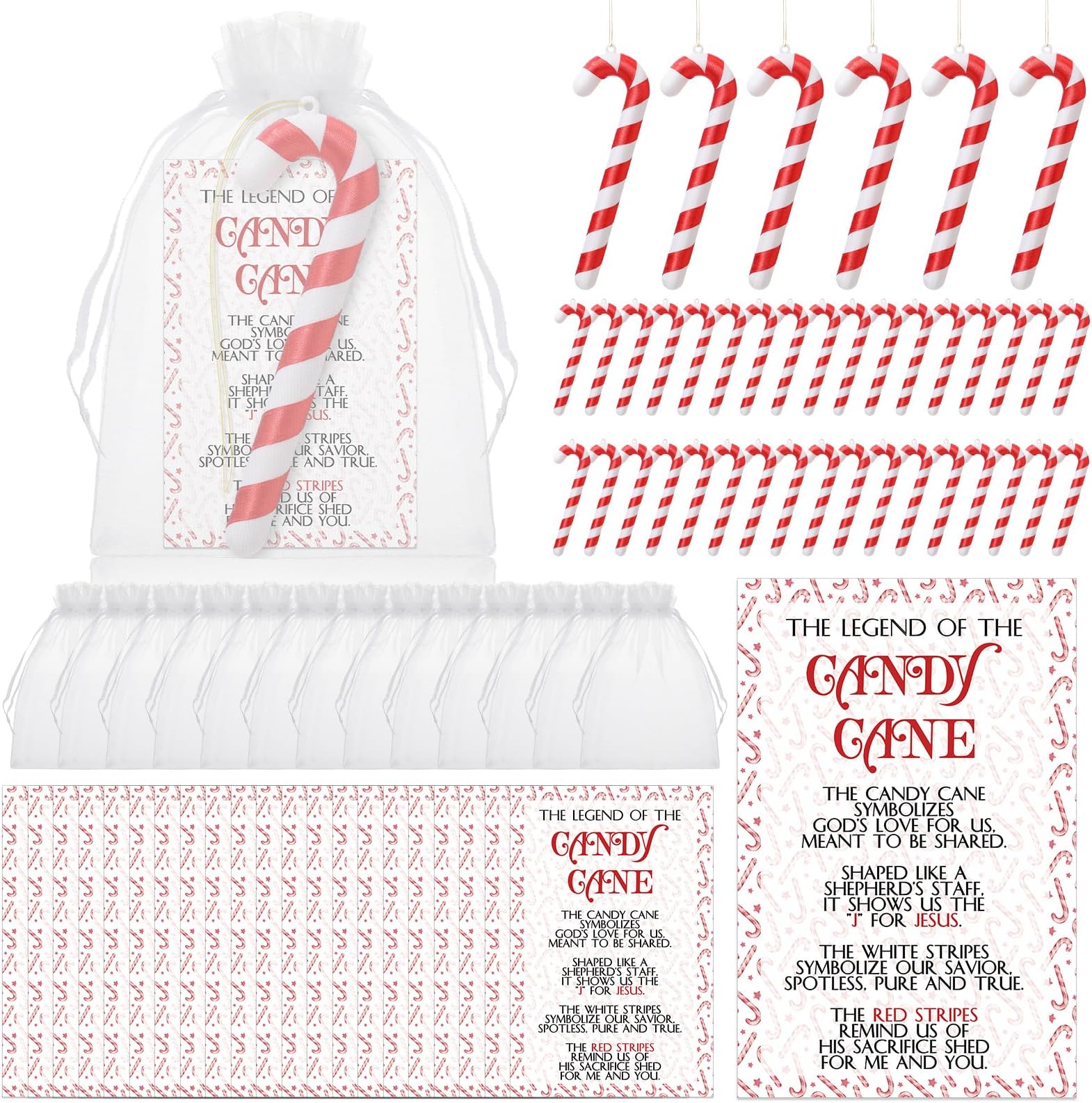 Amazon.com: 36 Sets Christmas Candy Cane Hanging Ornaments Gifts ...