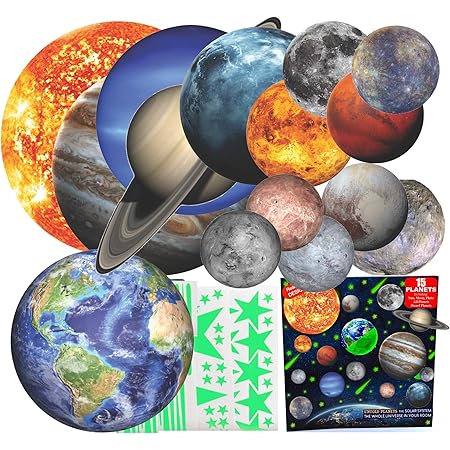 Amazon.com: Glow in The Dark Stars and Planets for Ceiling, 3D ...