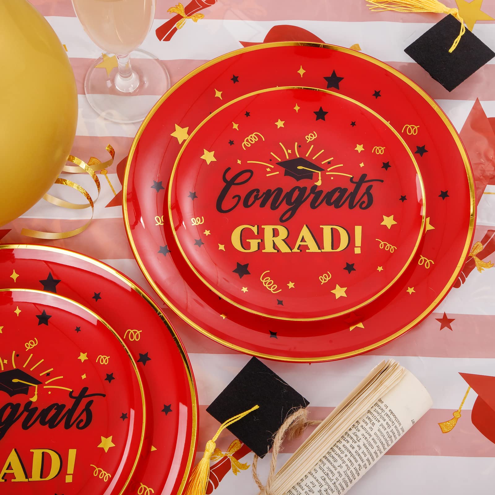 Snapklik.com : 100PCS Graduation Party Plates Gold Plastic Disposable ...