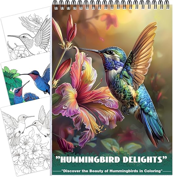 Amazon.com: CKMOREL Humming Bird Adult Coloring Book Spiral Bound ...