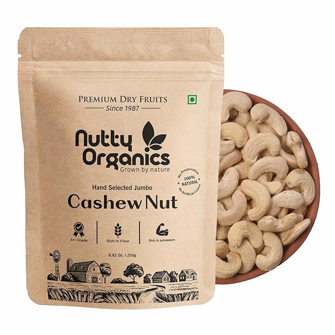 Nutty Organics Whole Cashew Nuts 1000 Gm | Hand Selected Jumbo ...