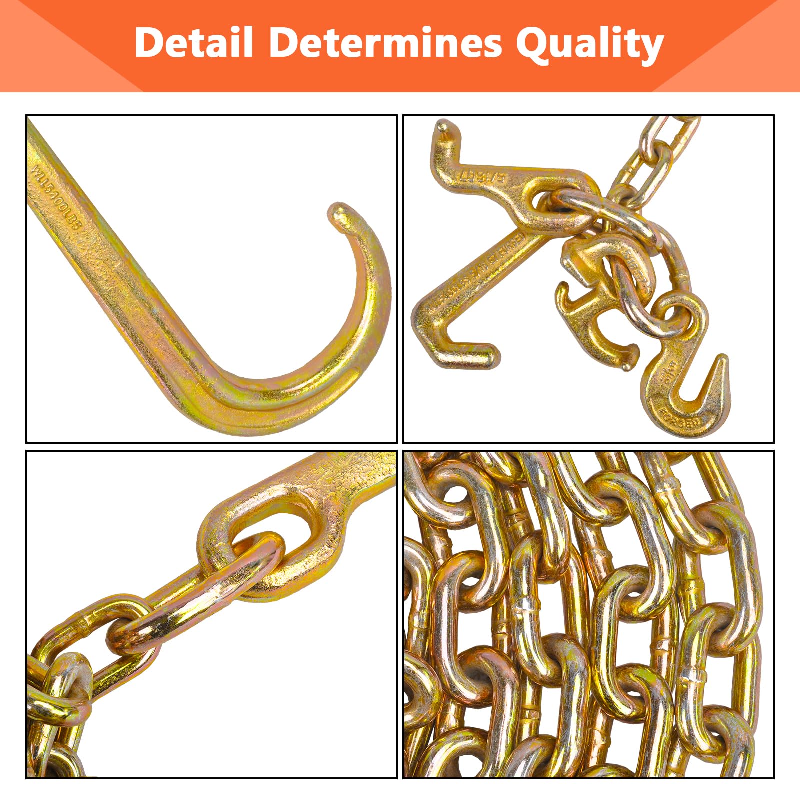 Snapklik.com : TBAPFS 5/16" Grade 70 V-Type Transport Tow Chain 10 Ft w ...