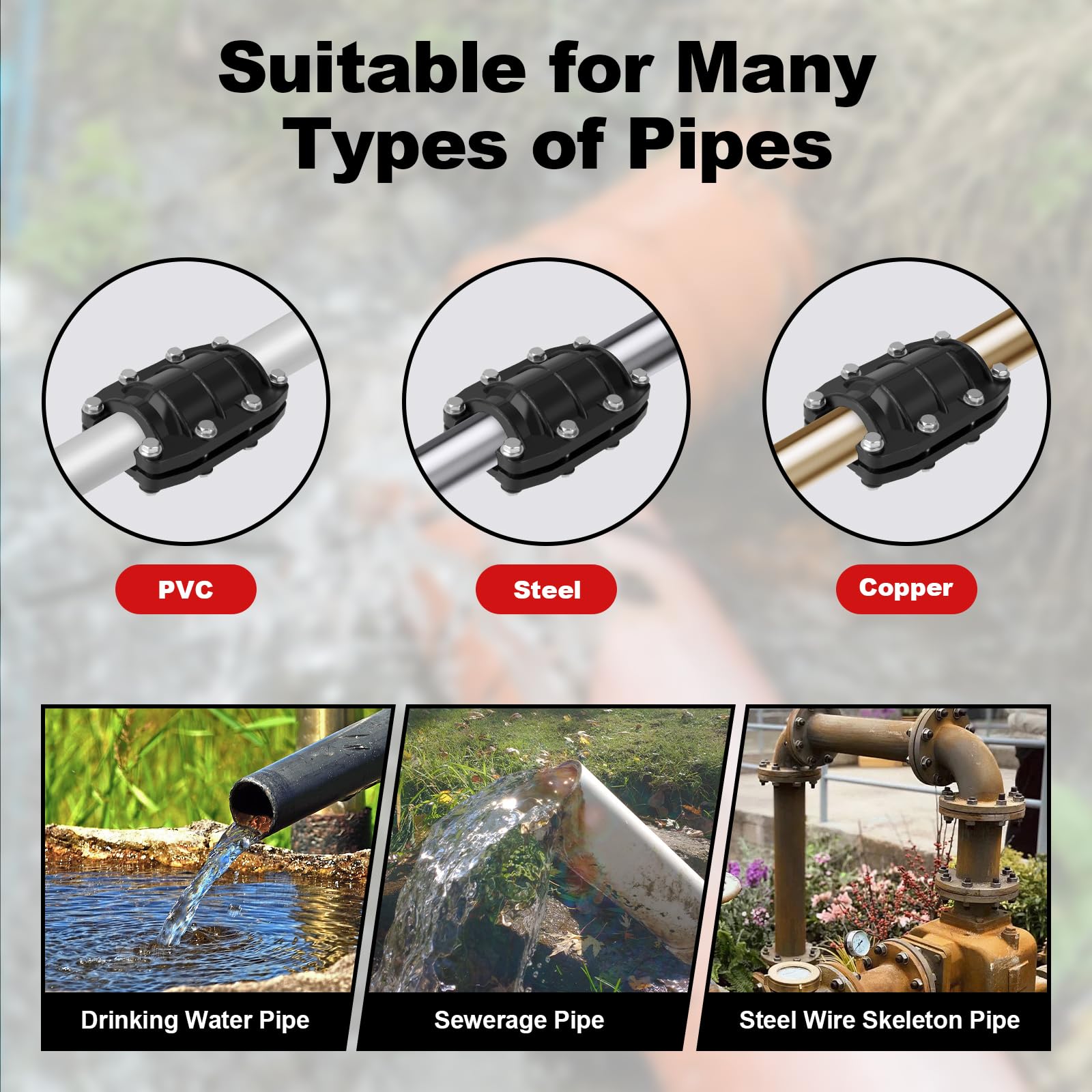 Snapklik.com : XDENGP Pipe Repair Clamp 1-1/2 Inch, Water Pipe Leak ...