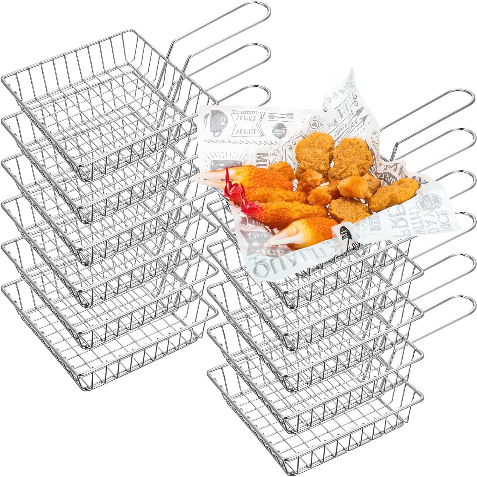 Amazon.com: 12 Pieces Mini Square Fry Baskets, 5.9 x 5.9 Inch french ...