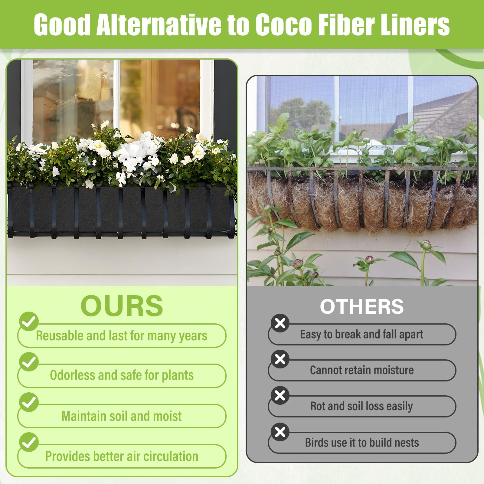 Snapklik.com : Riare 4 Pack 36 Inch Black Fabric Window Box Liners ...