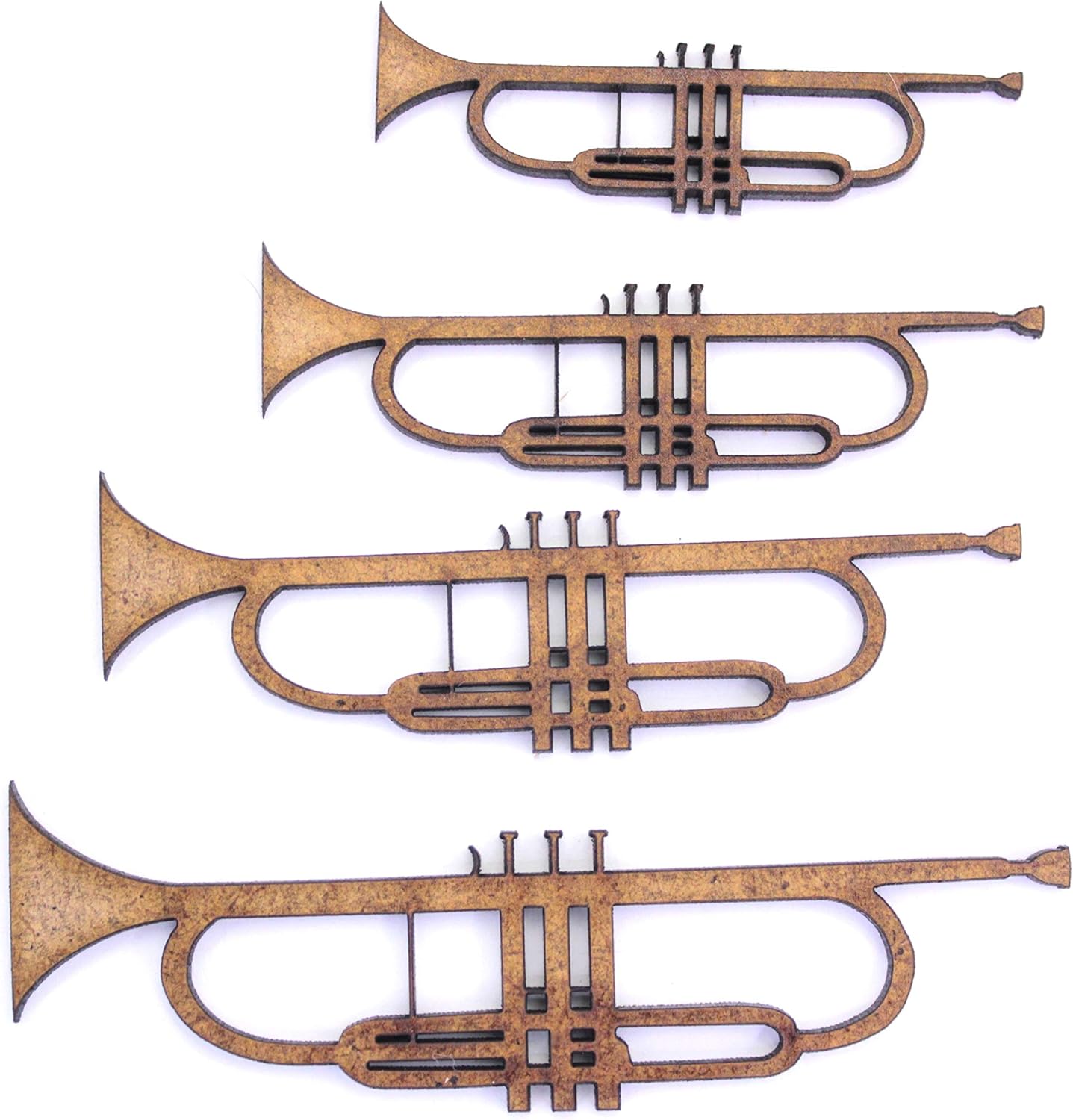 Trumpet Craft Shape 10 Pieces (2mm Thick MDF) Various Sizes (60mm ...