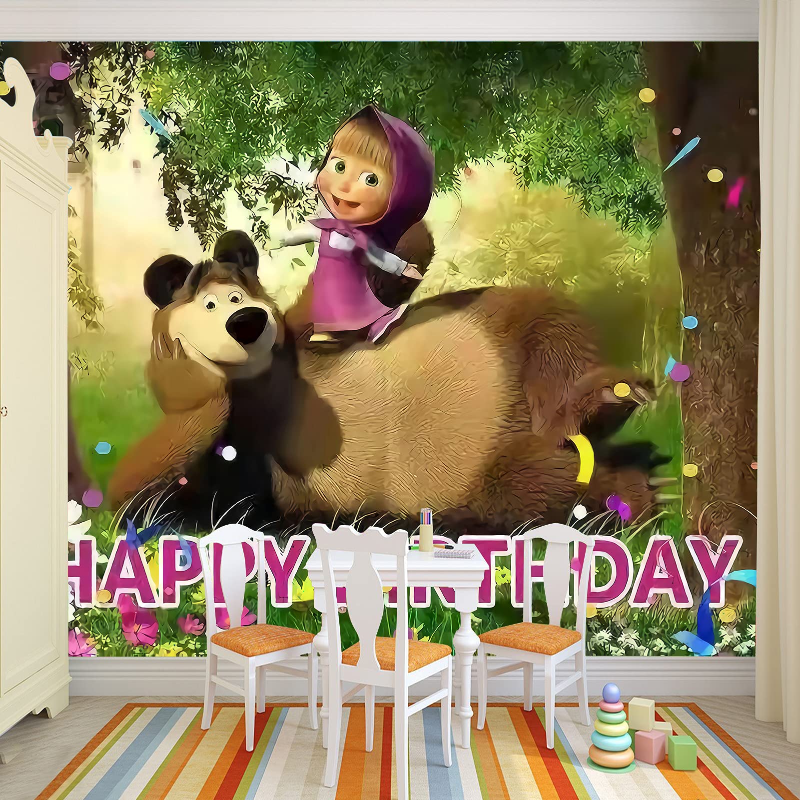 Masha and the bearBackdrop,Masha and the bear Party Decoration Supplies ...