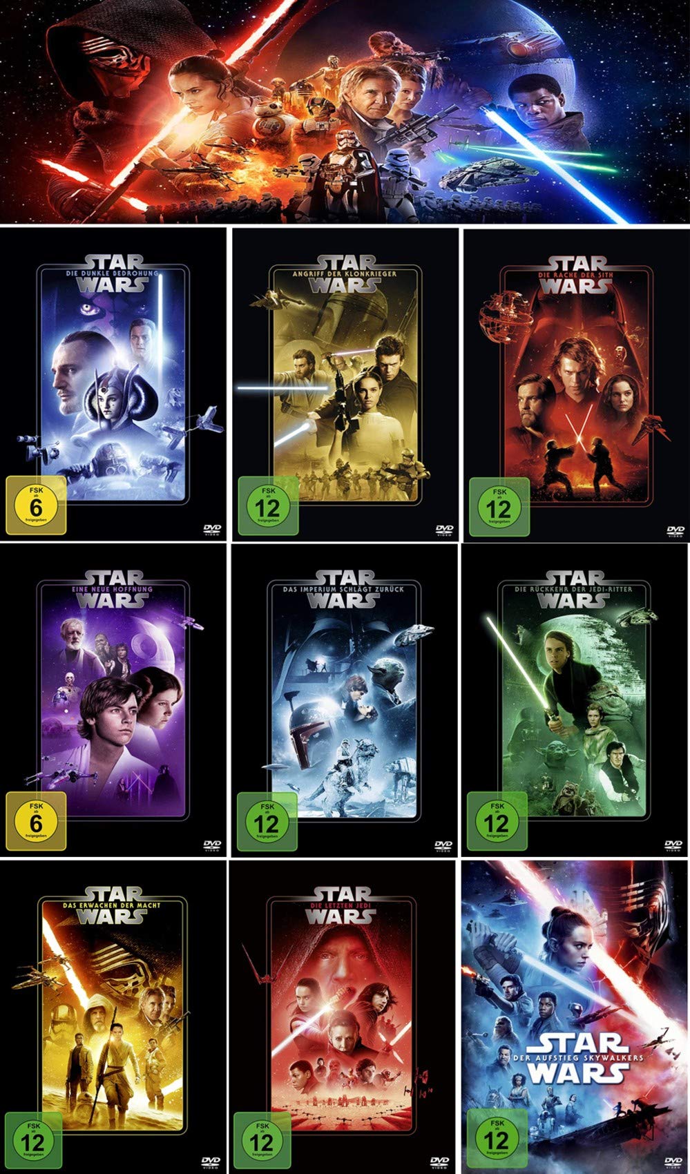 Star Wars 1 - 9 Complete (Dunk Threat - Rise Skywalkers) [9 DVD Set] No ...