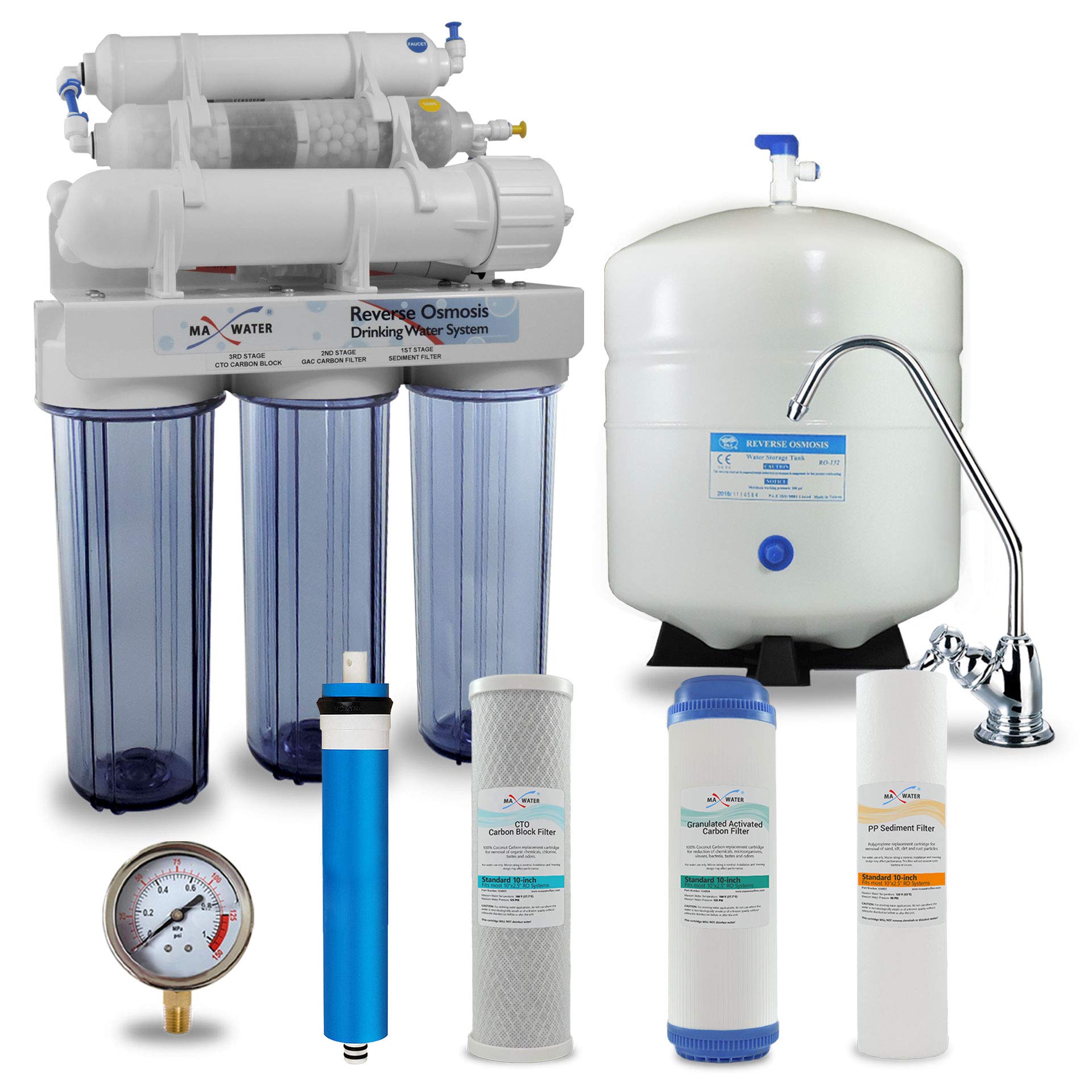 Max Water 8 Stage RO Filtration System - Alkaline Filter + 50 GPD ...