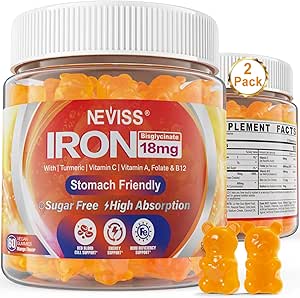 Amazon.com: Vegan Iron Gummies Supplement with Vitamin C, B12, Folate & Turmeric - Energy ...