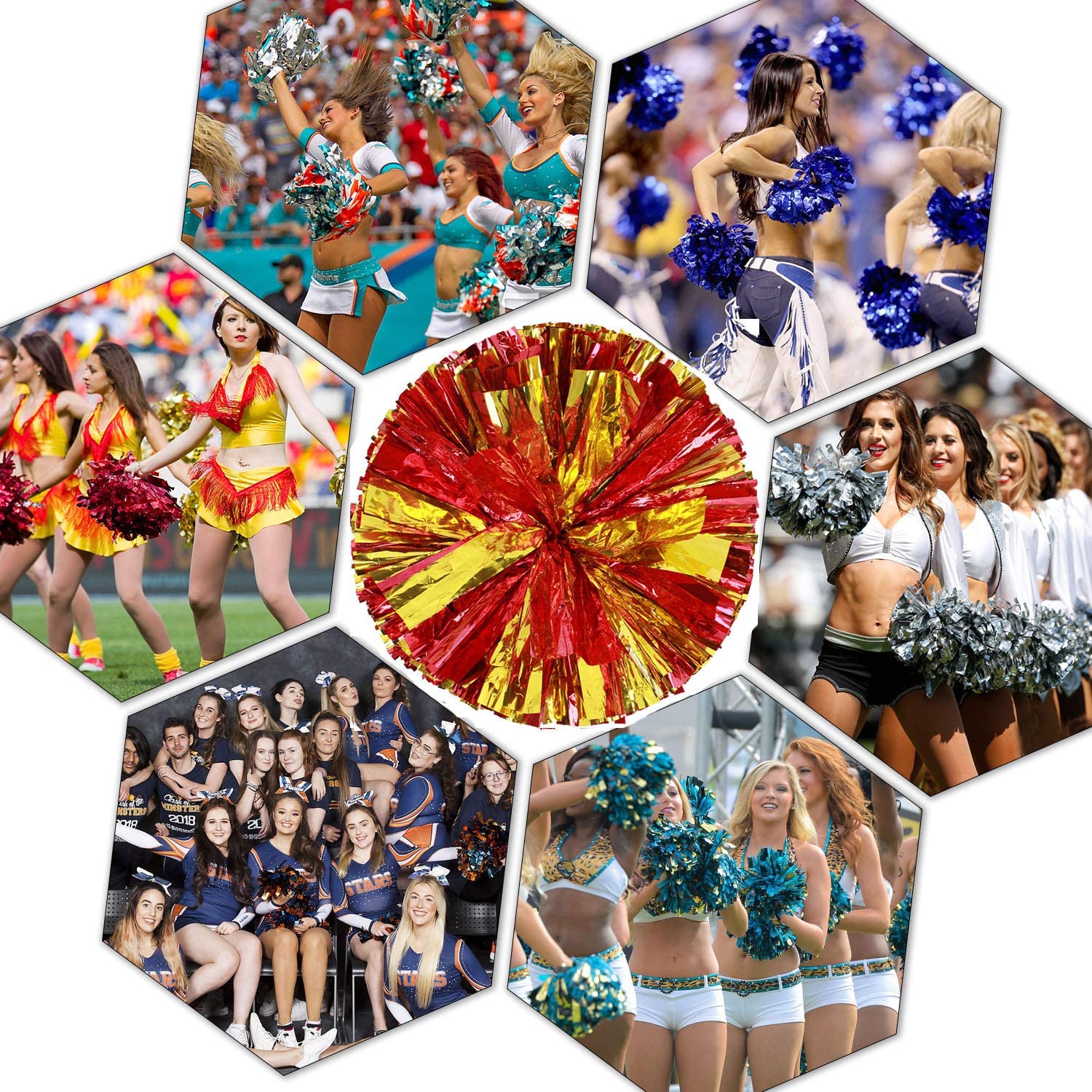 Snapklik.com : Ueerdand Pack Of 4 Cheerleading Pom Poms 12 Inch 80g ...