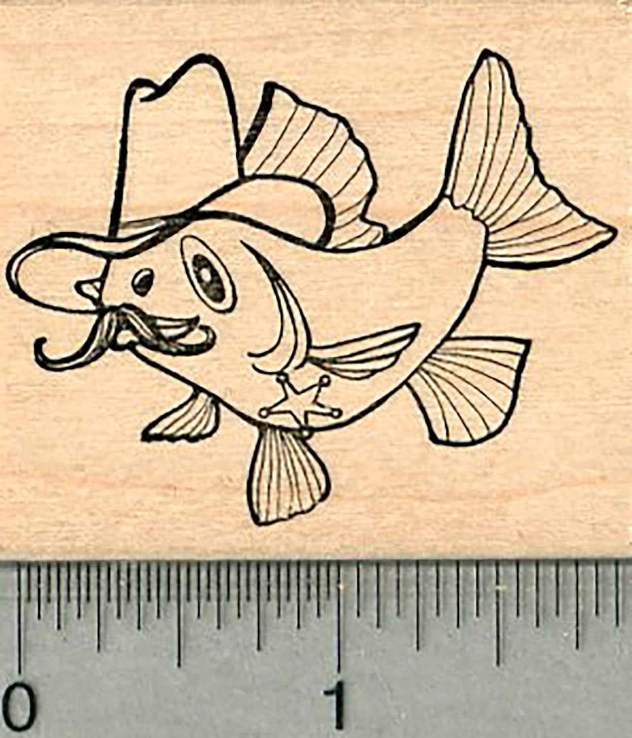 Amazon.com: Cowboy Fish Rubber Stamp, Hat, Sheriff Badge, Mustache ...
