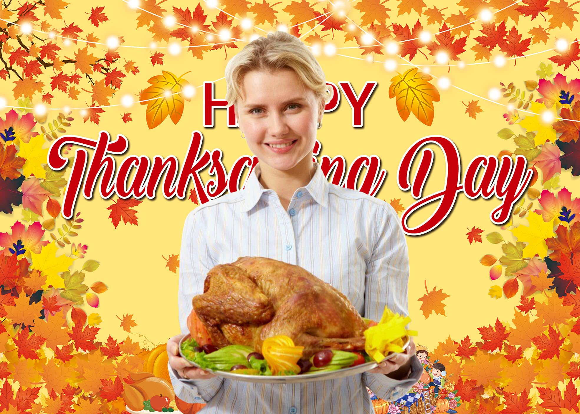 Snapklik.com : Happy Thanksgiving Backdrop 6x4FT Fall Pumpkin Maple ...