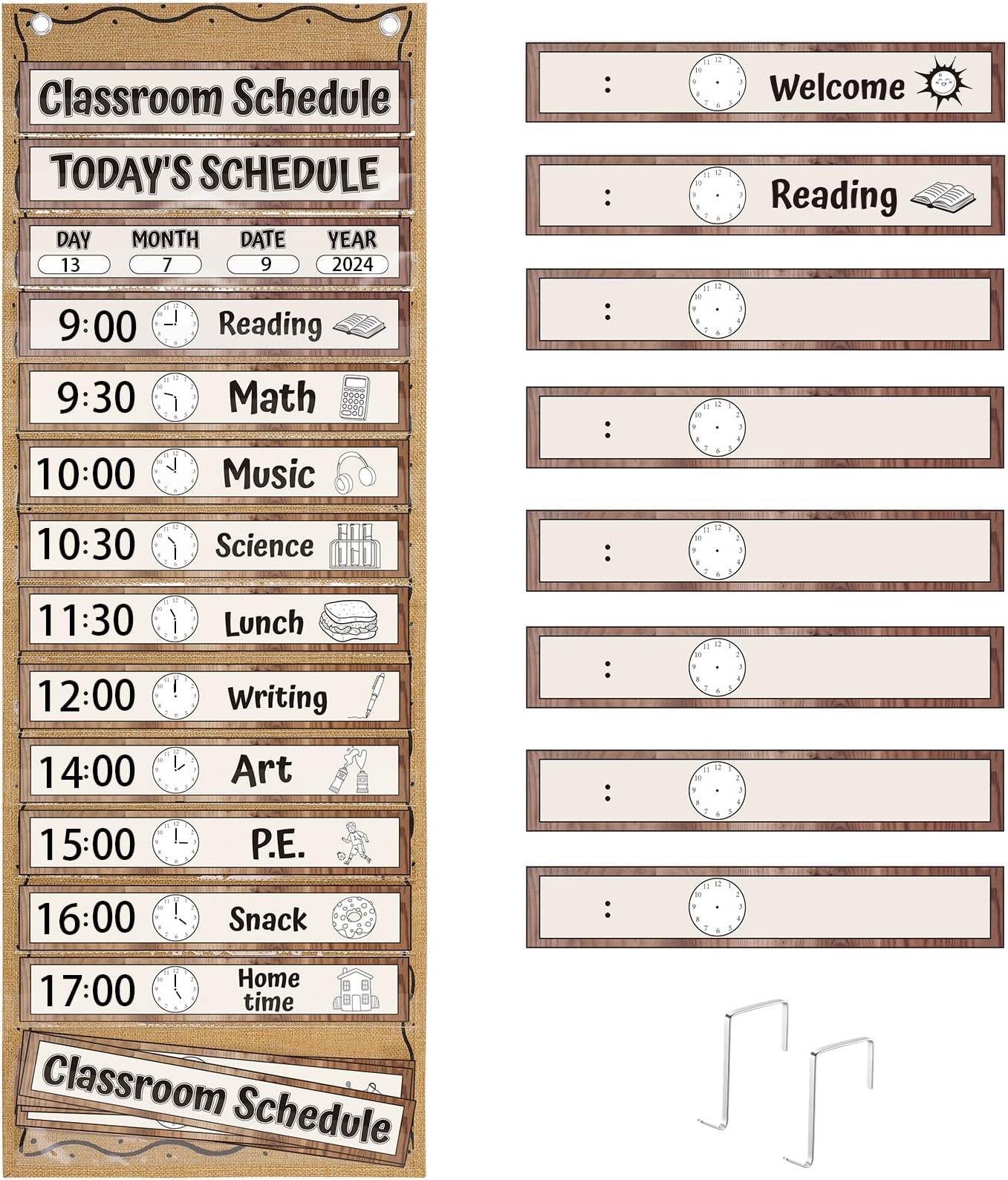 Amazon.com: MotiMind Daily Schedule Pocket Chart for Classroom ...