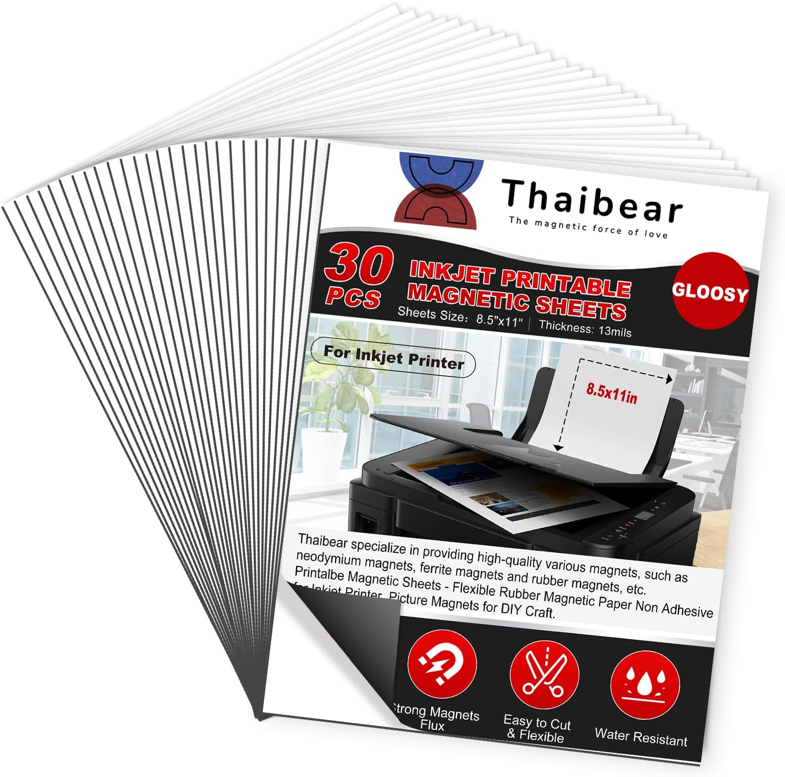 Amazon.com : Thaibear Printable Magnetic Sheets, 8.5"" x 11"", 30 Pack ...