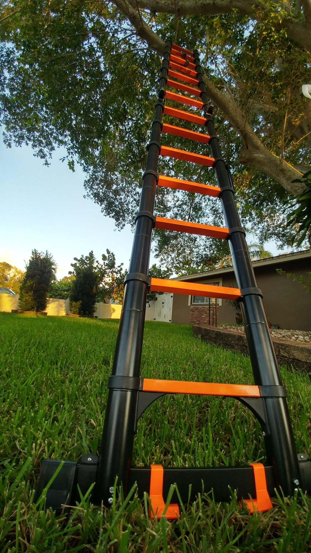 $25/mo - Finance 14.5FT Telescoping A Frame Ladder with Tool Platform ...