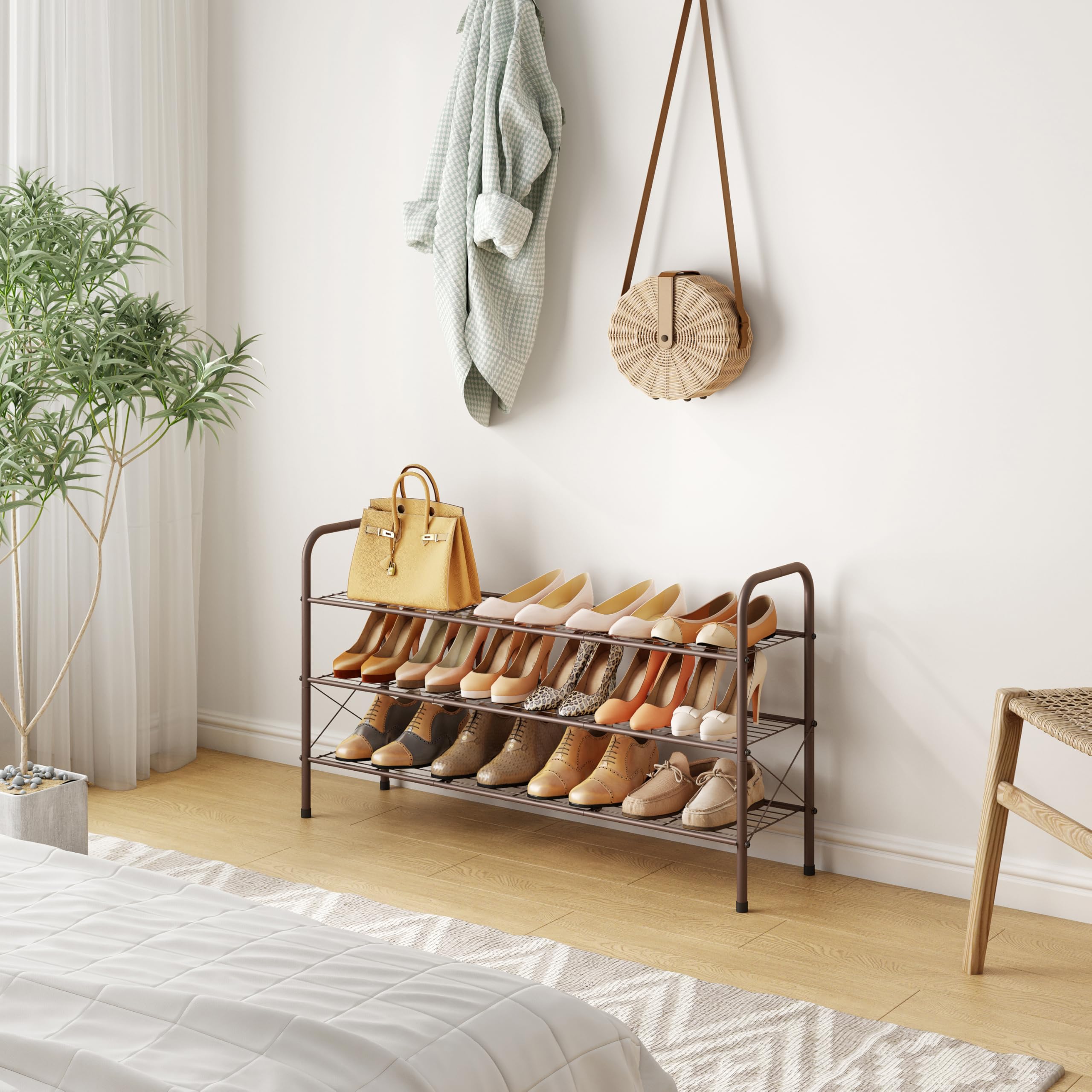 Snapklik.com : 3 Tier Mesh Style Shoe Rack, Entryway Shoe Shelf, Shoe ...