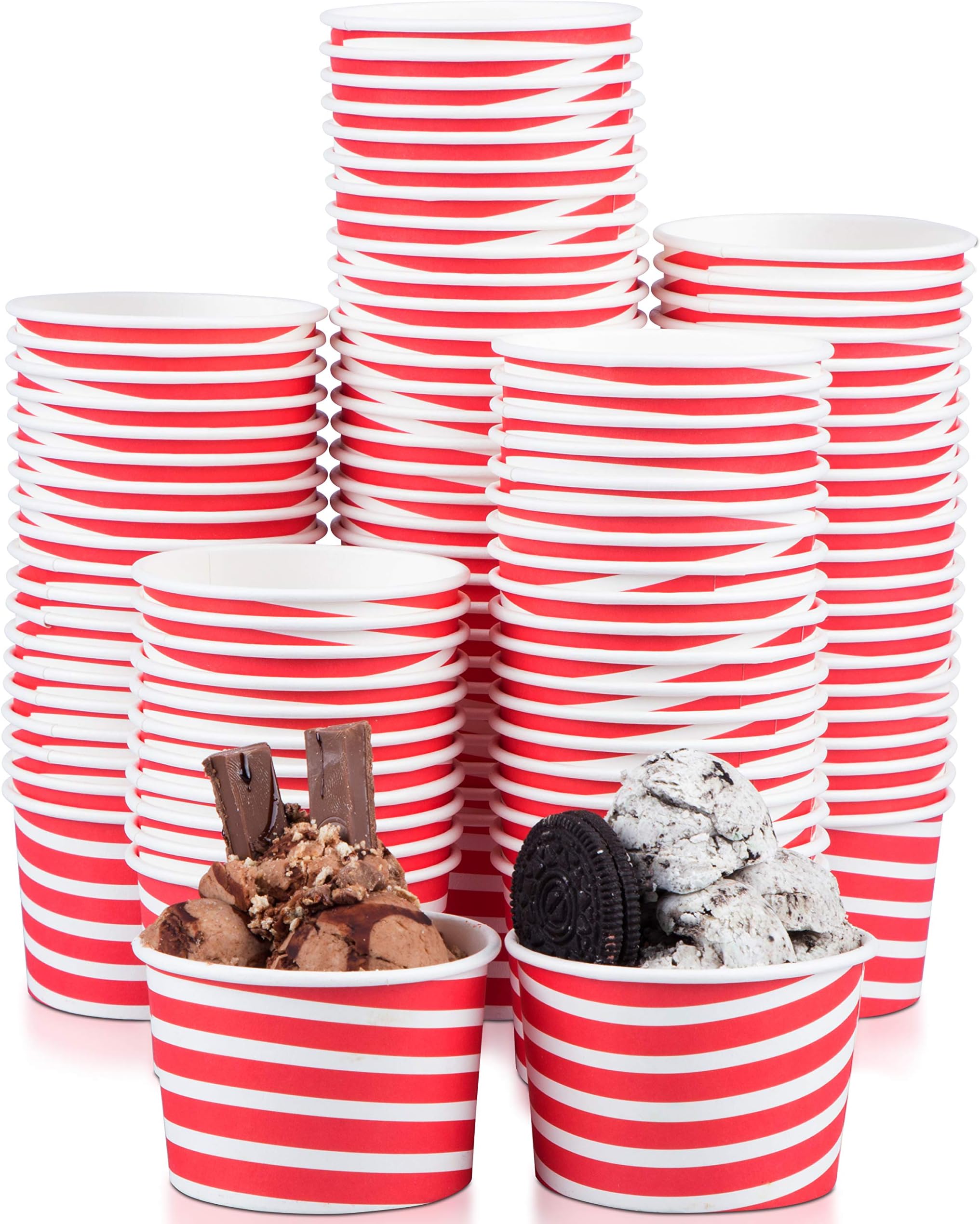 Amazon.com: 200 Pcs Paper Ice Cream Cups 5.5 Ounce Red White Striped ...
