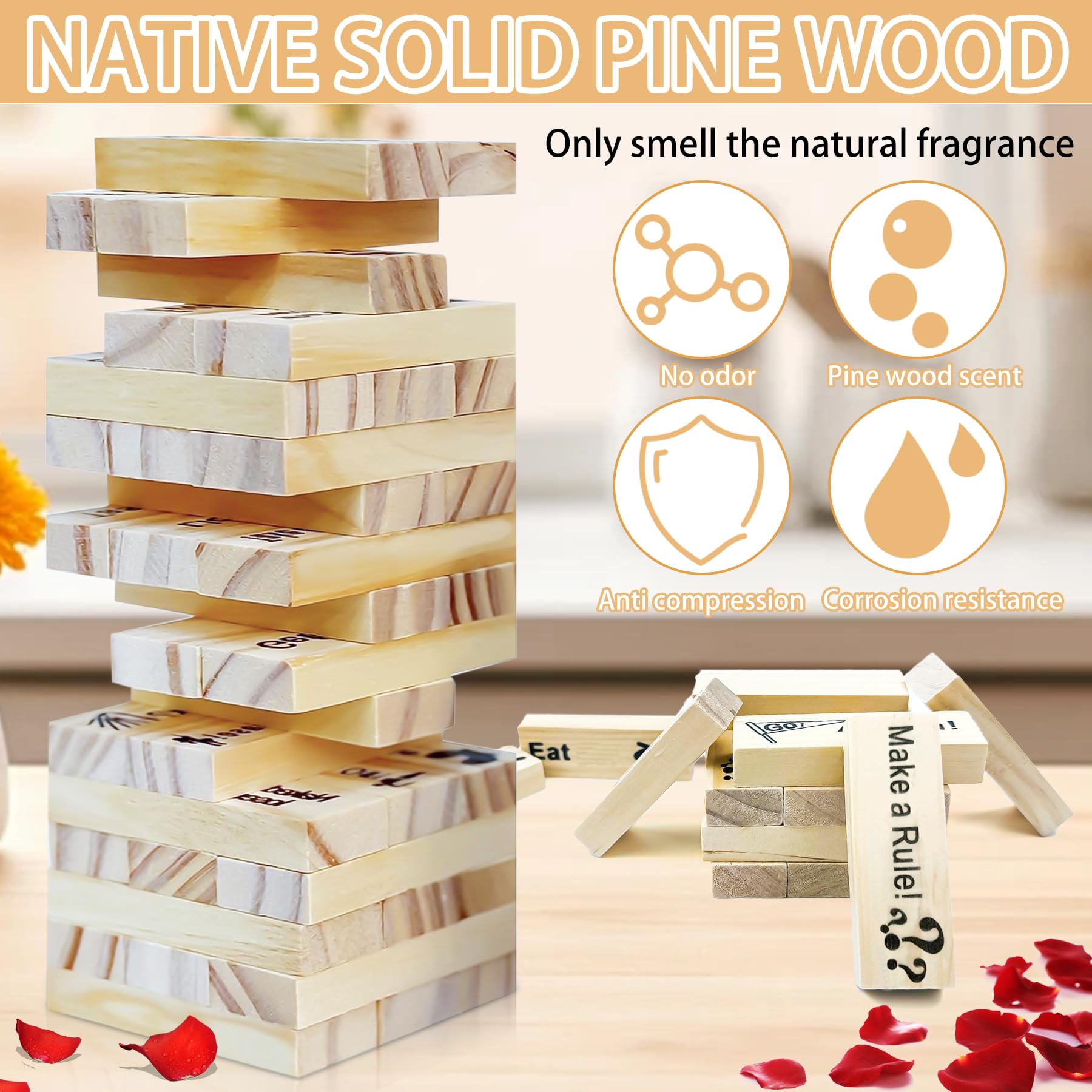 Adult Sex Games Lust Tower-48pcs Super Naughty Wood Block Tower Game ...