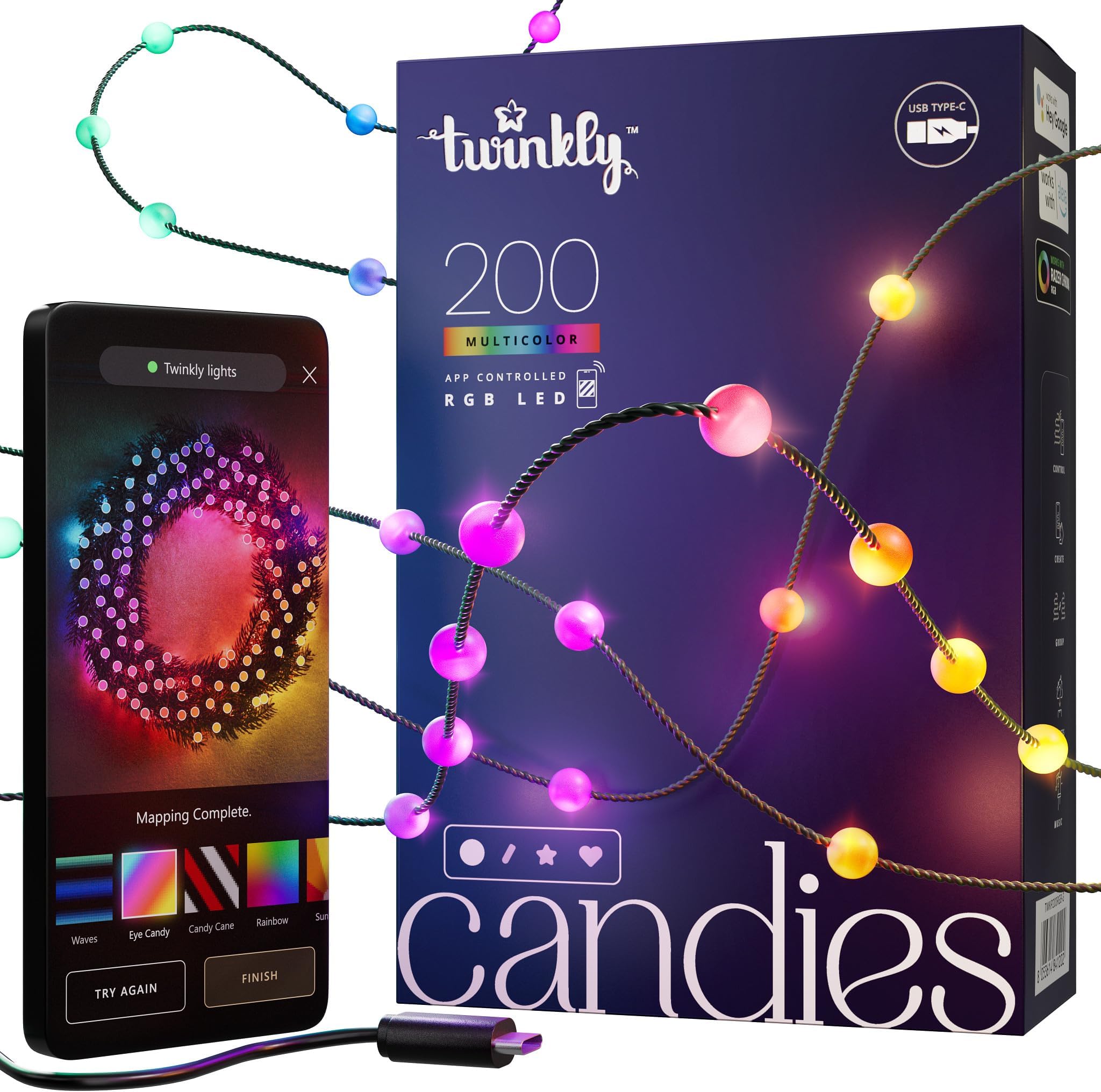 Amazon.com: Twinkly Smart Decorations Custom LED String Lights – App ...